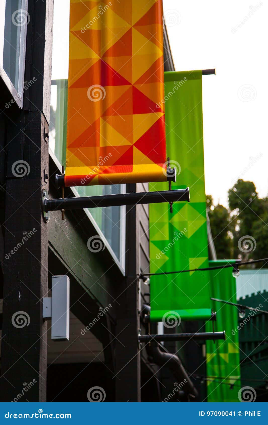 Green and Orange Flags stock image. Image of hanging - 97090041