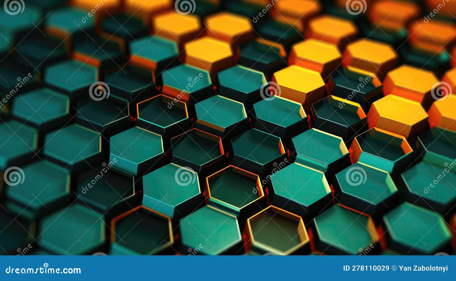 Green Orange Gen Dnc Endering Honeycomb Technology Background ...