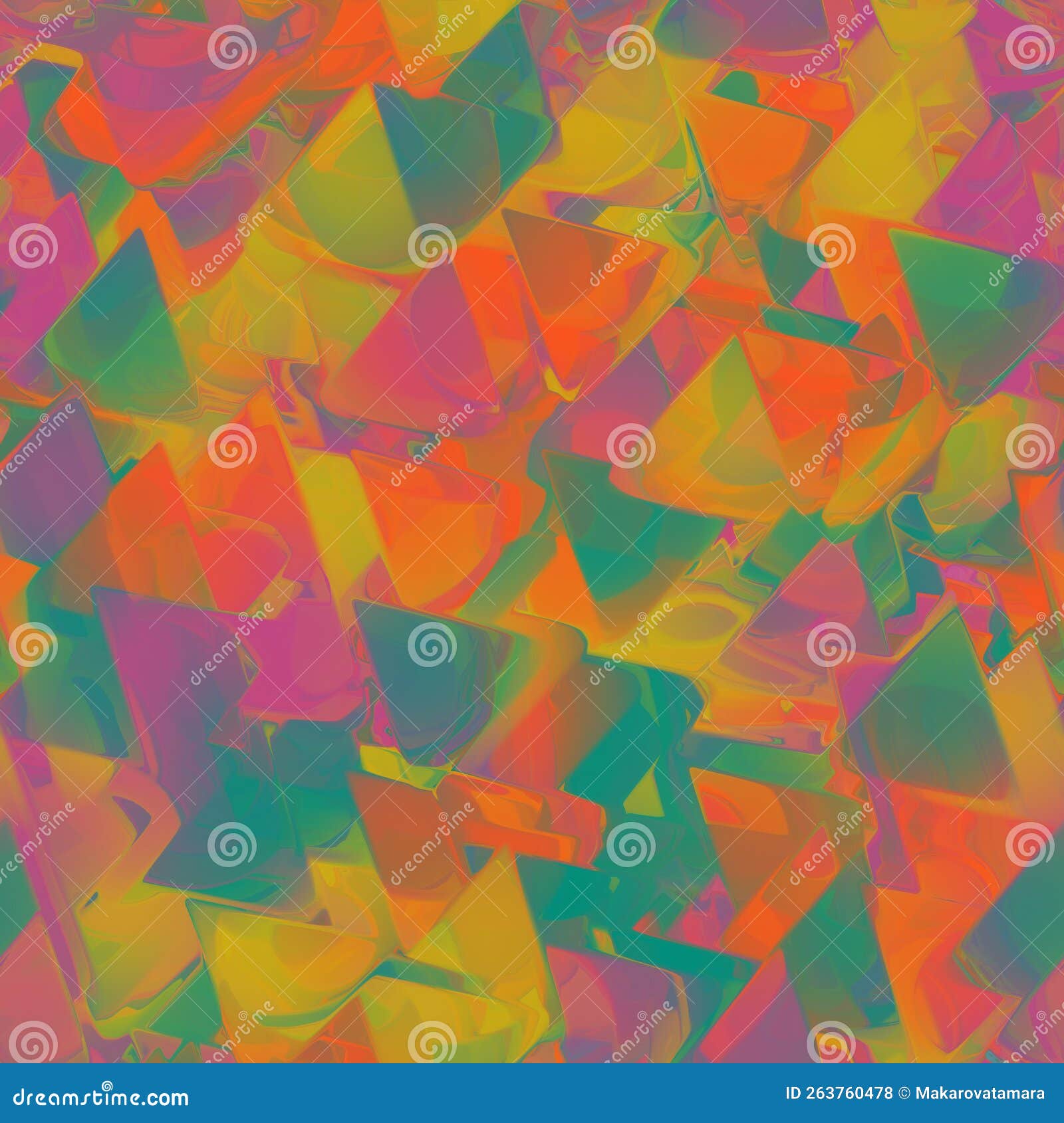Green, Orange, Pink and Yellow Colored Triangular Pattern with ...