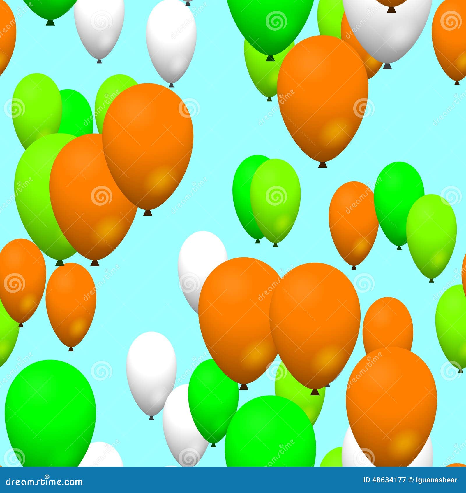 Green Orange White Air Party Balloons on Sky Stock Illustration ...