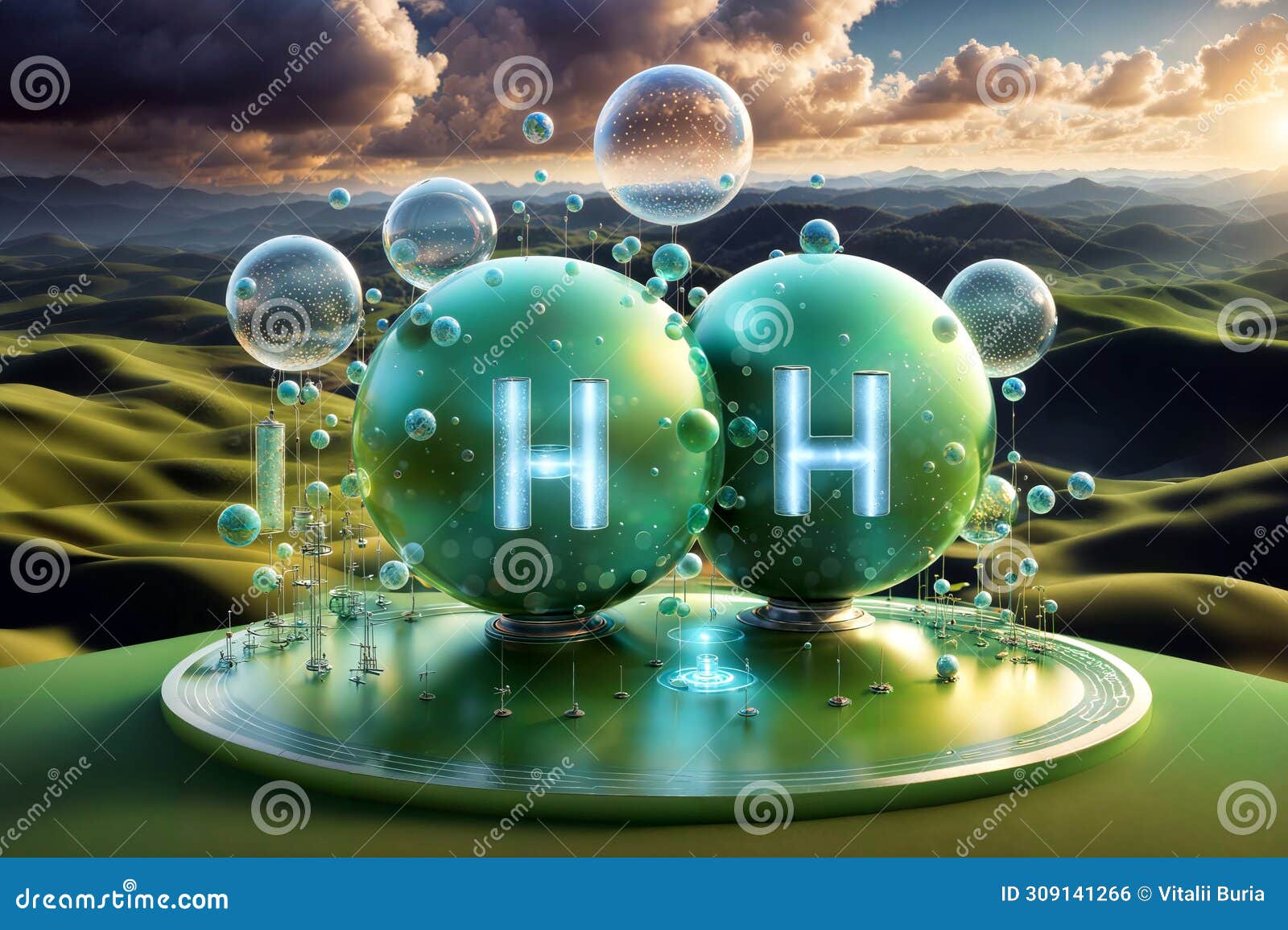 Green Orb: Hydrogen-Inspired Sphere in High Definition, Generative Ai ...