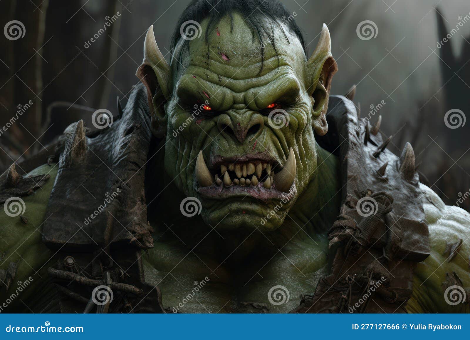Green orc. Generate Ai stock illustration. Illustration of fairy ...