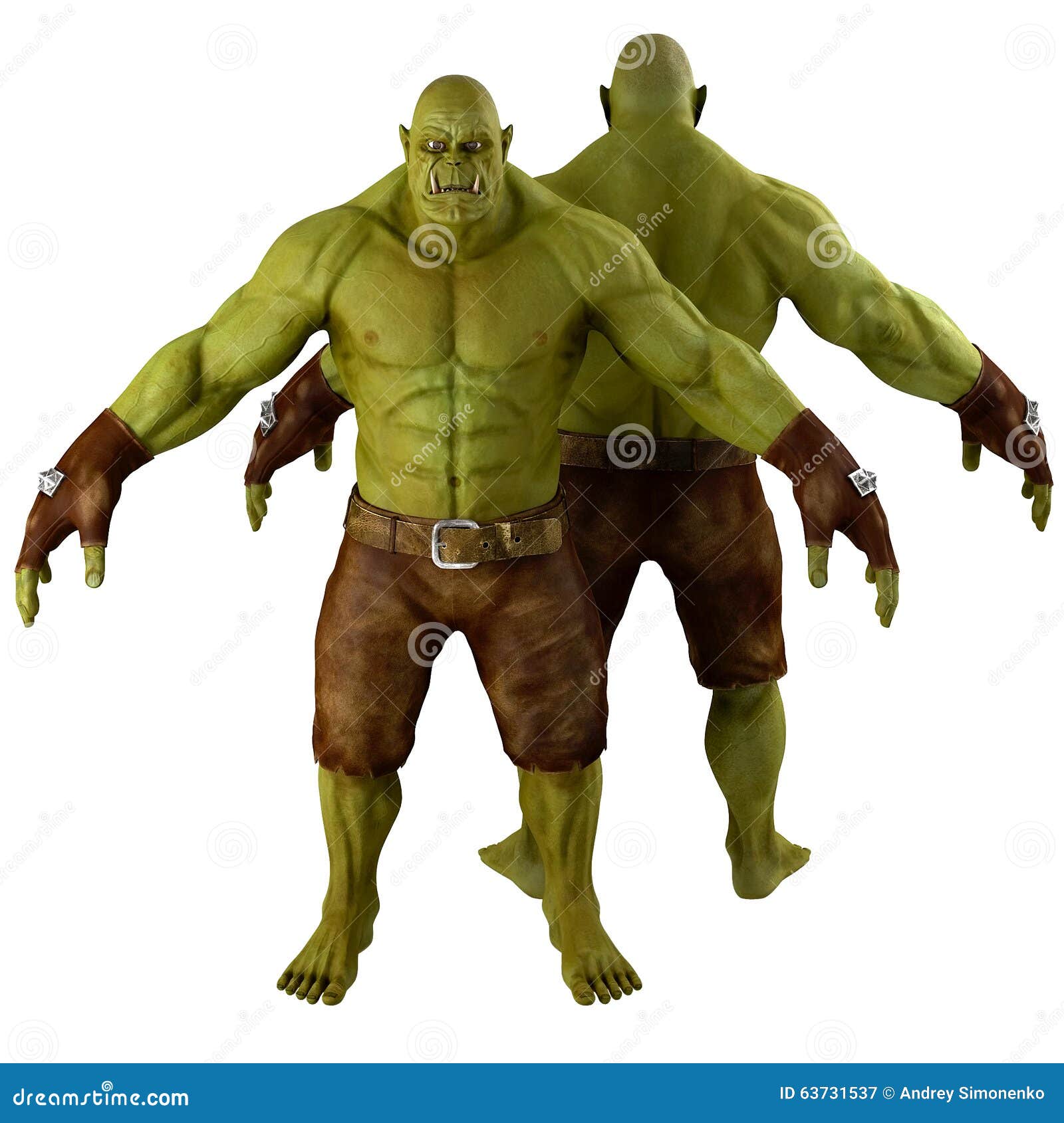 Green Orc on White Background Stock Illustration - Illustration of ...