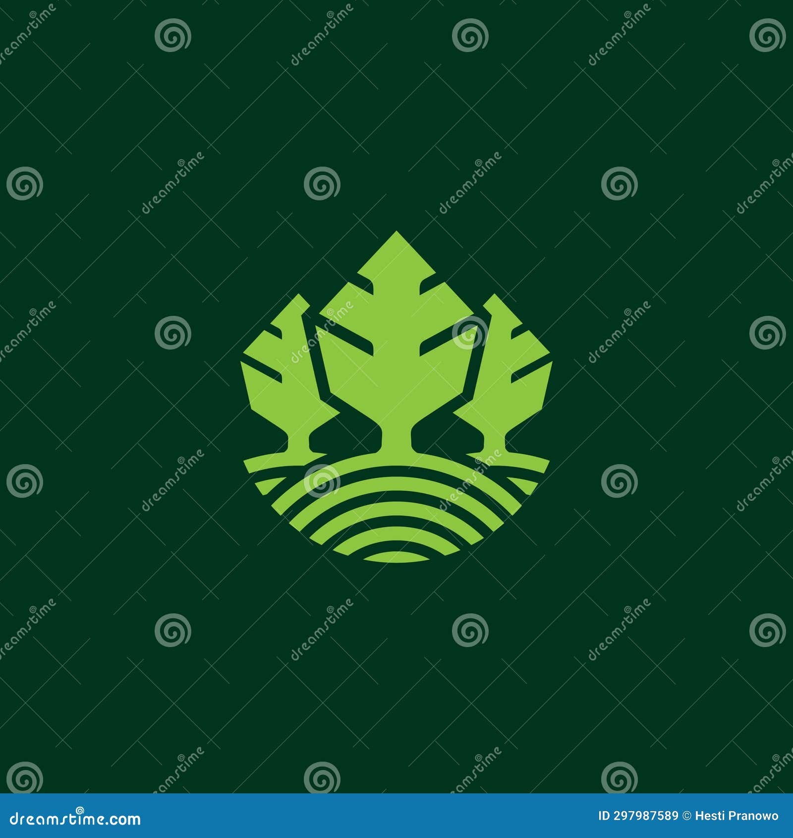 Green Organic Abstract Triple Tree Logo Icon Symbol Stock Illustration ...