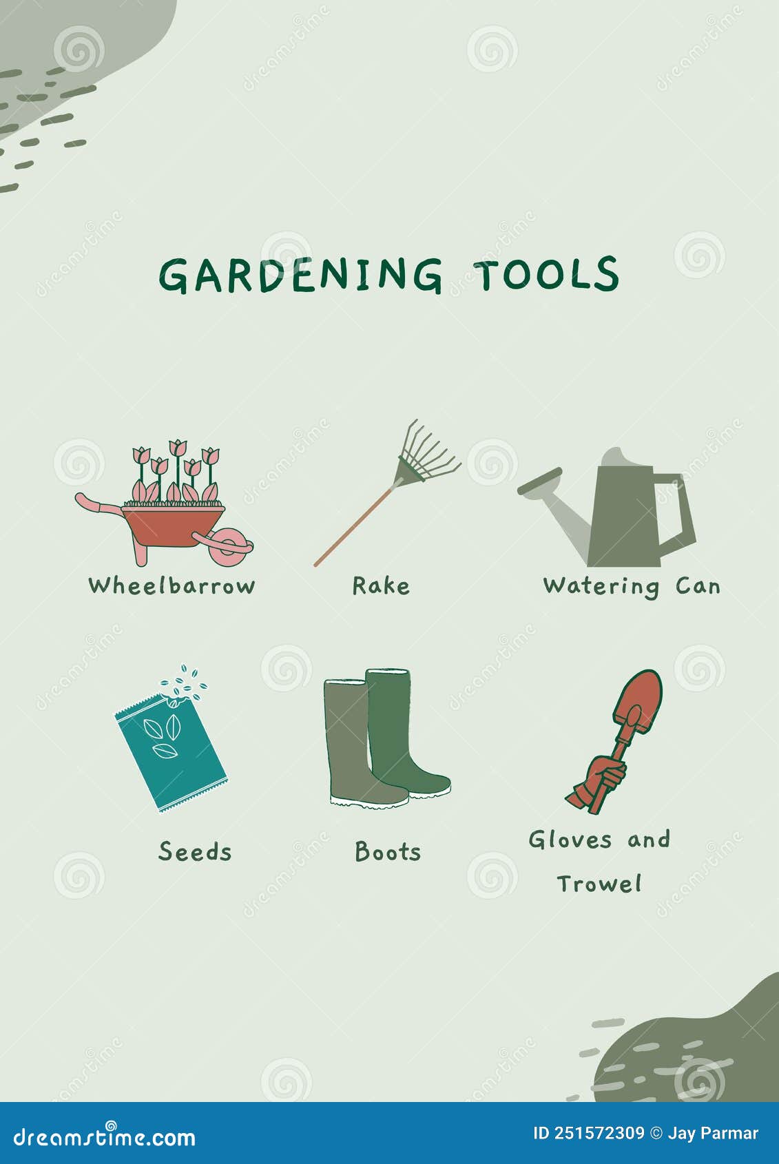 Green Organic Gardening Tools (Poster Stock Illustration - Illustration ...