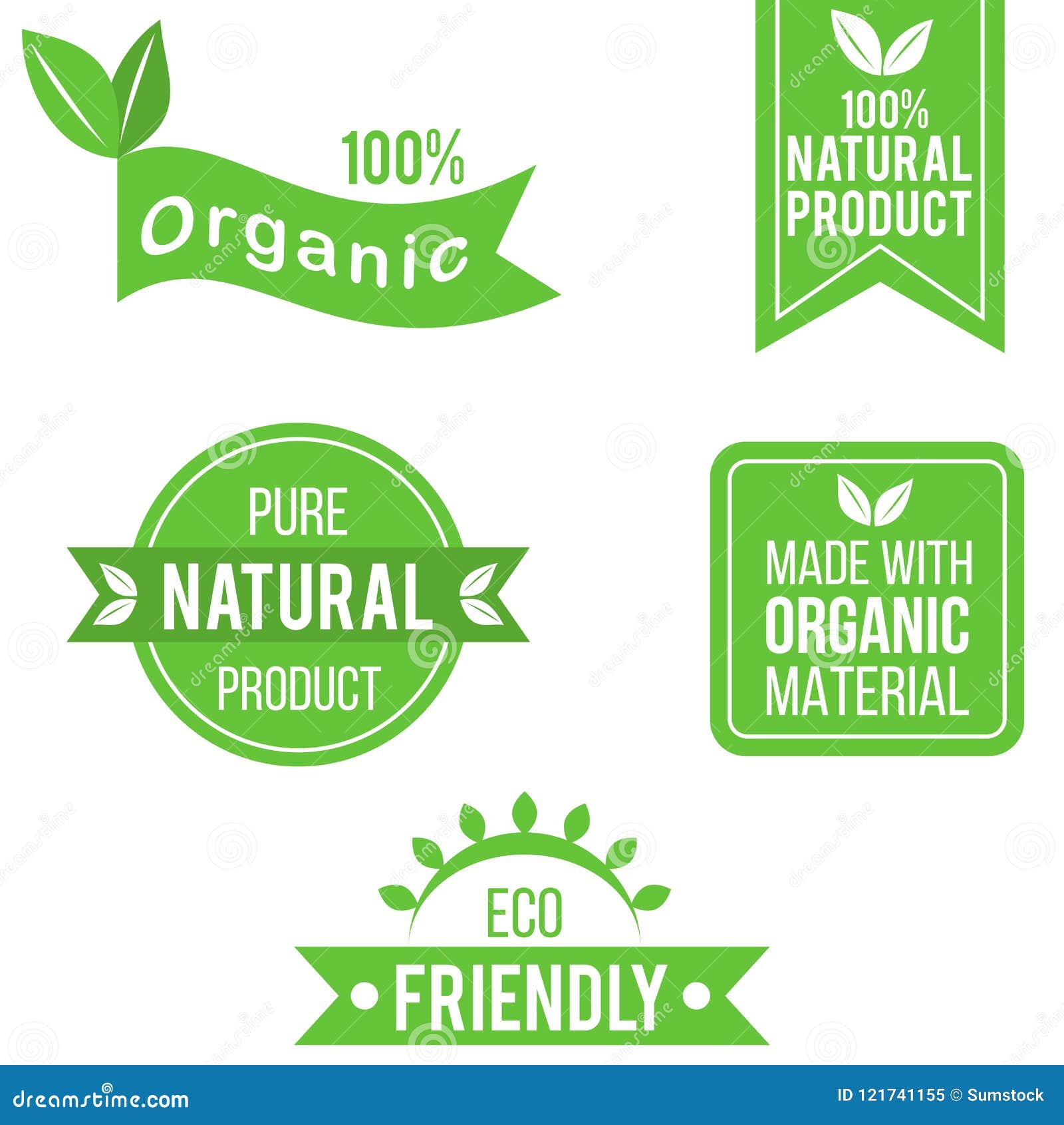 Green Organic Product Labels Stock Vector Illustration Of Pure