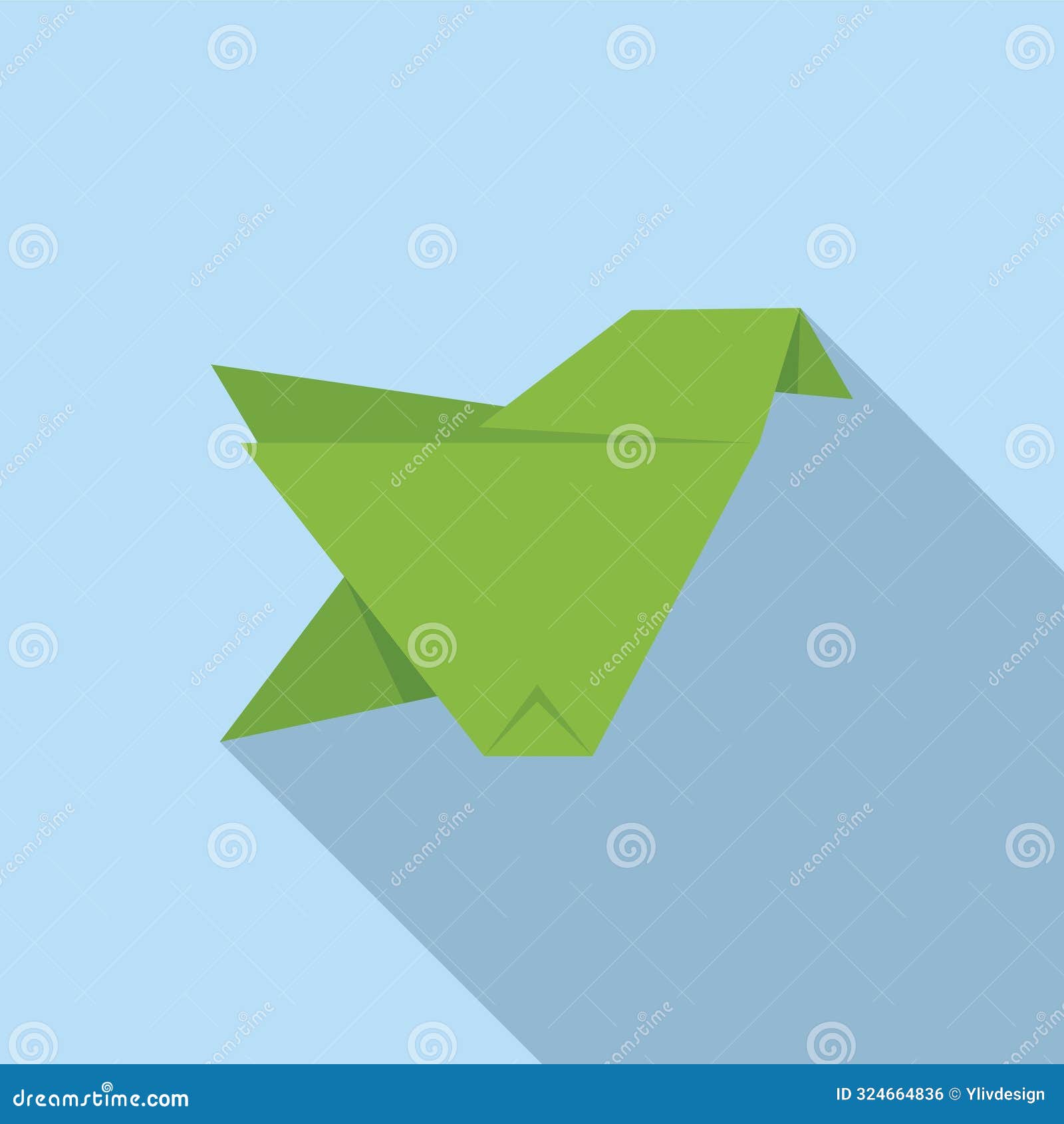 Green Origami Bird Flying with Folded Wings Stock Illustration ...