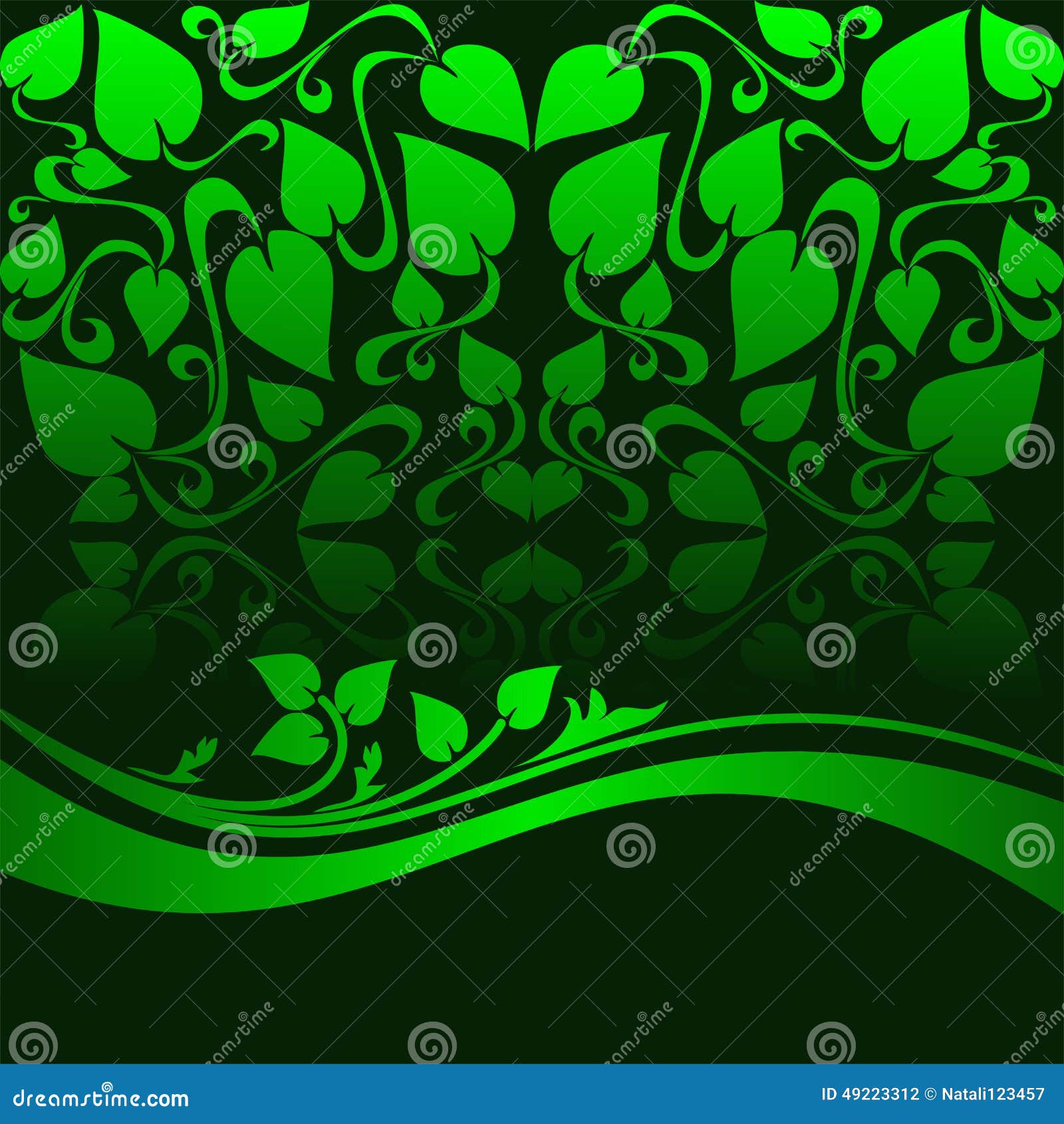 Green Ornamental Background with Floral Border. Stock Vector ...