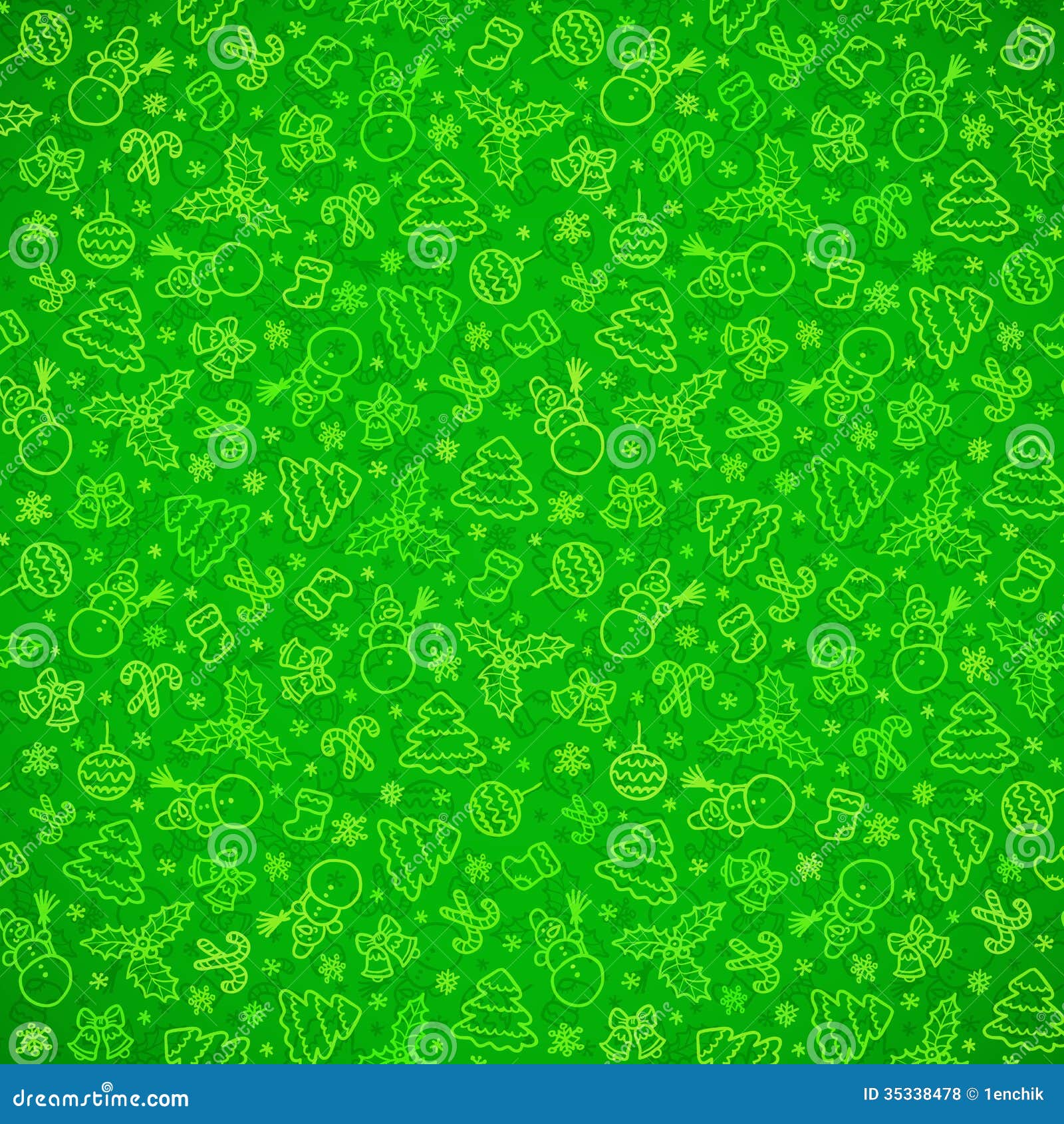 Green Ornate Christmas Symbols Seamless Pattern Stock Vector ...