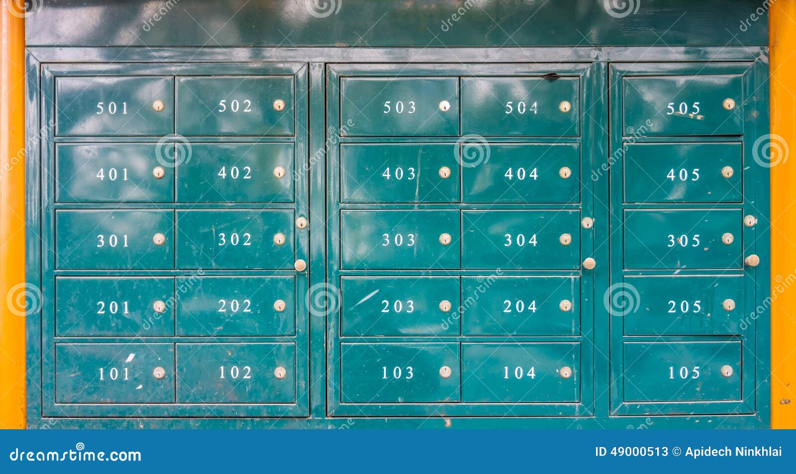 Green Outdoor Metal Lockers Stock Image - Image of outdoor, barrier ...