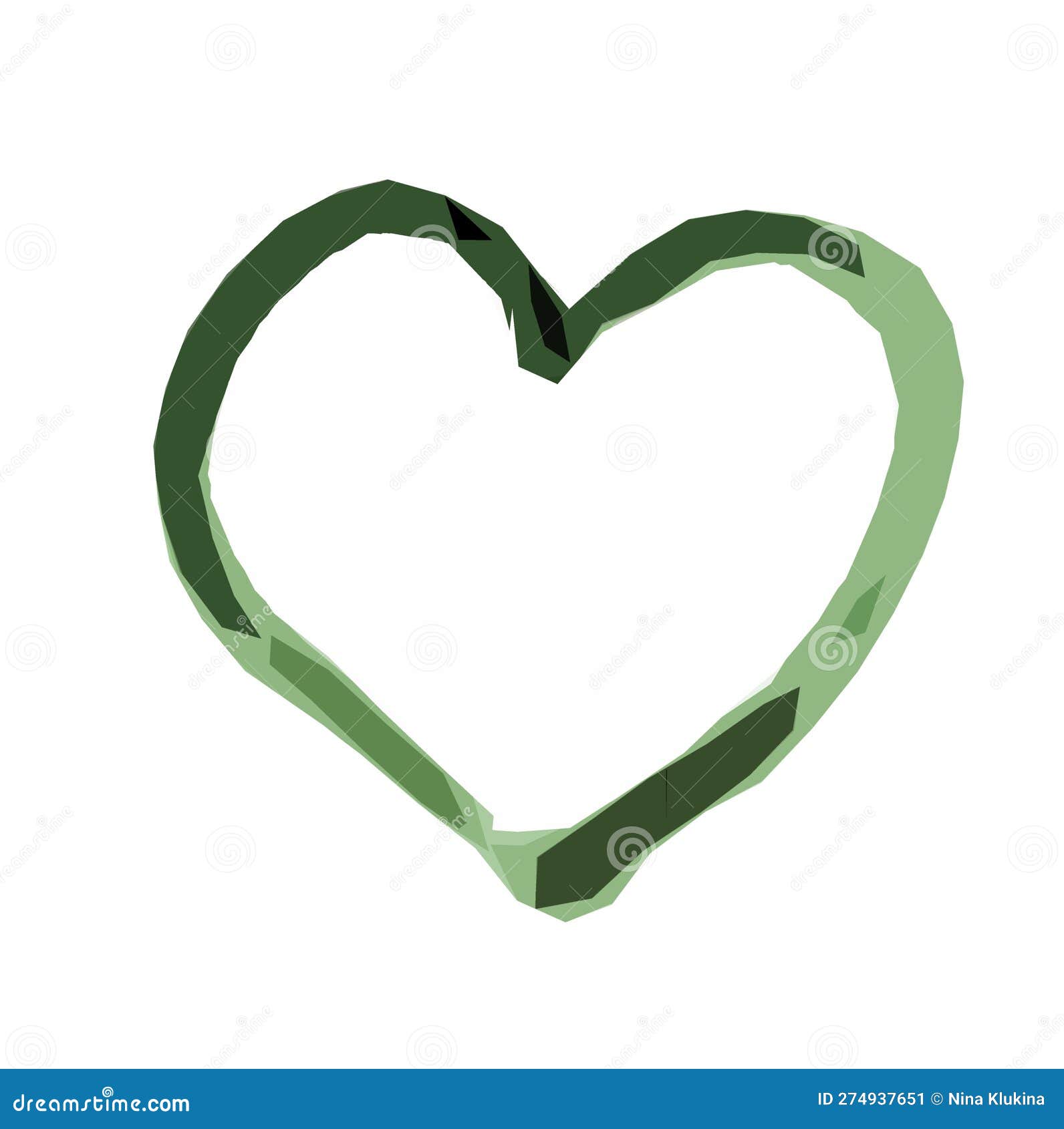 Green Outline of a Heart on a White Background Stock Illustration ...