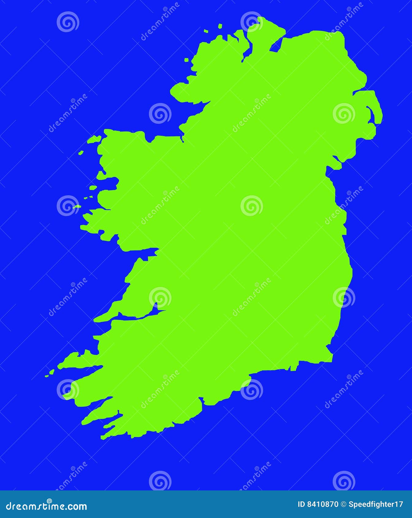 Green Outline Map Of Ireland Stock Illustration - Illustration of land ...