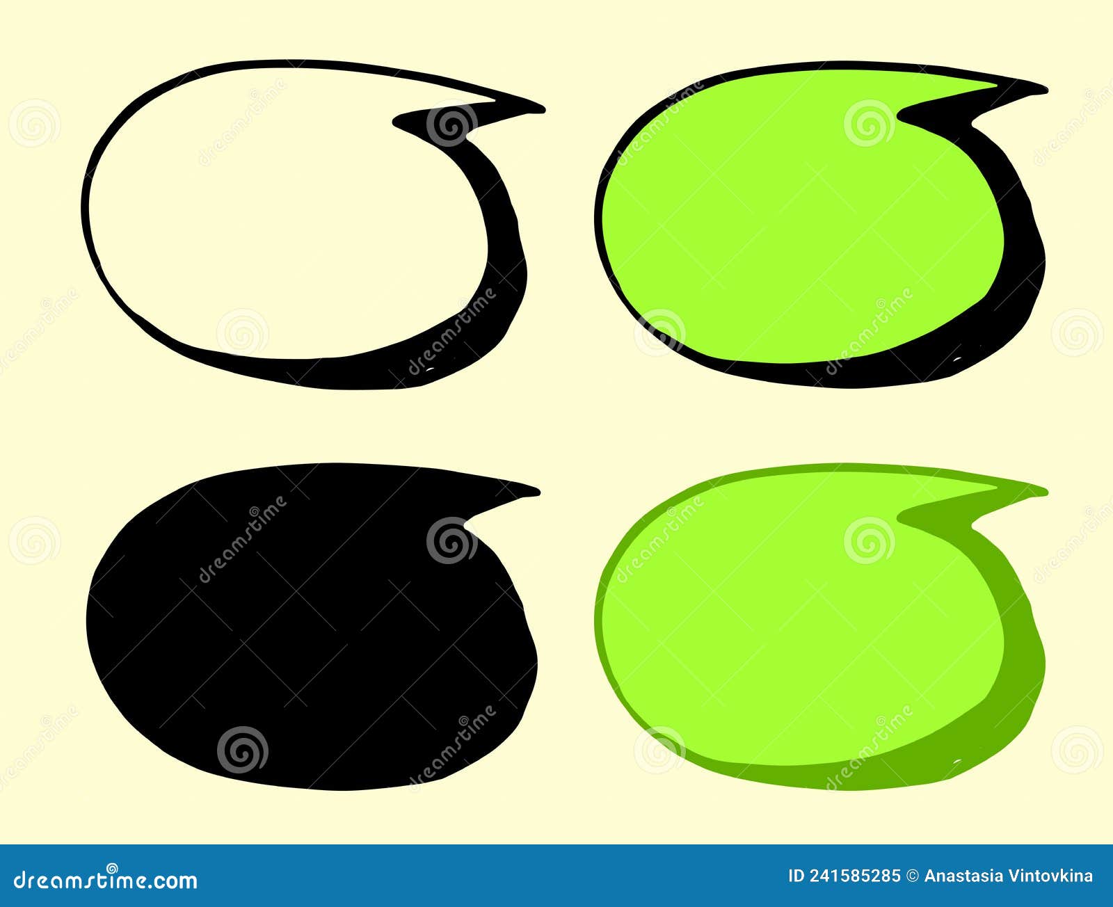 A Green Oval of a Speech Bubble, Hand-drawn in the Style of a Comic ...