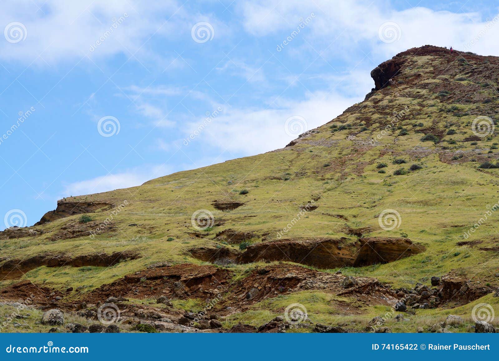 Green Overgrown Rock in Front of the Blue Sky Stock Photo - Image of ...