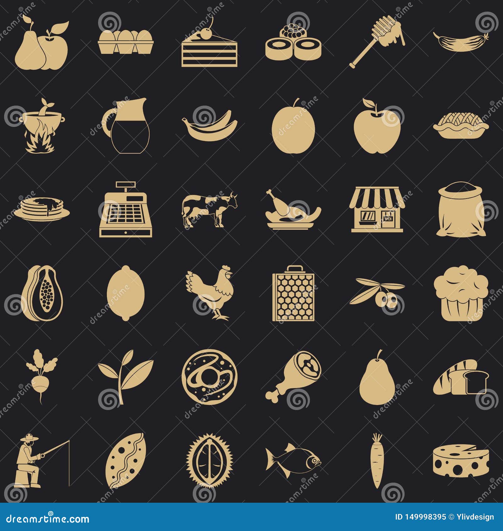 Green Pabulum Icons Set, Simple Style Stock Vector - Illustration of ...