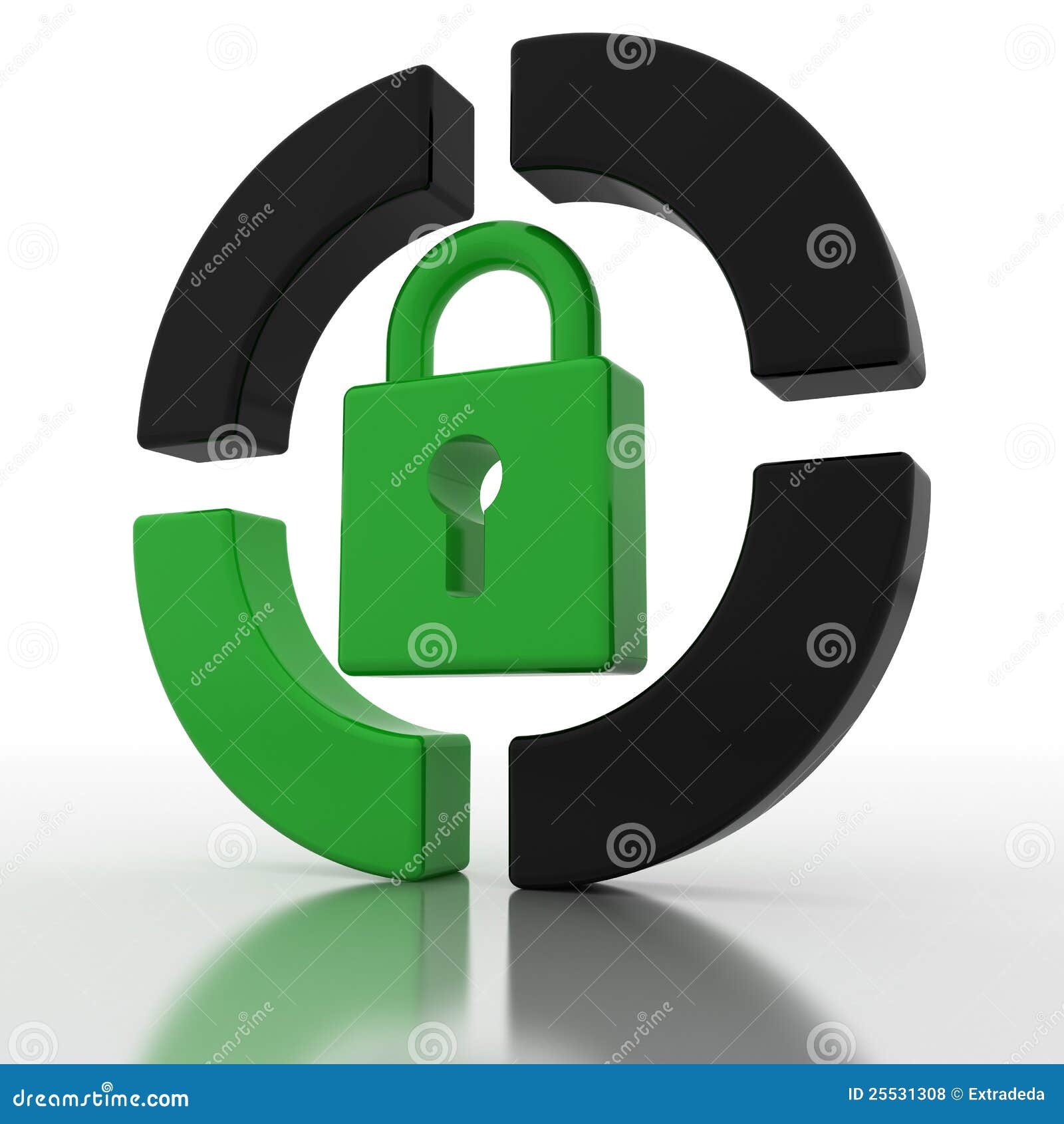 Green padlock stock illustration. Illustration of close - 25531308