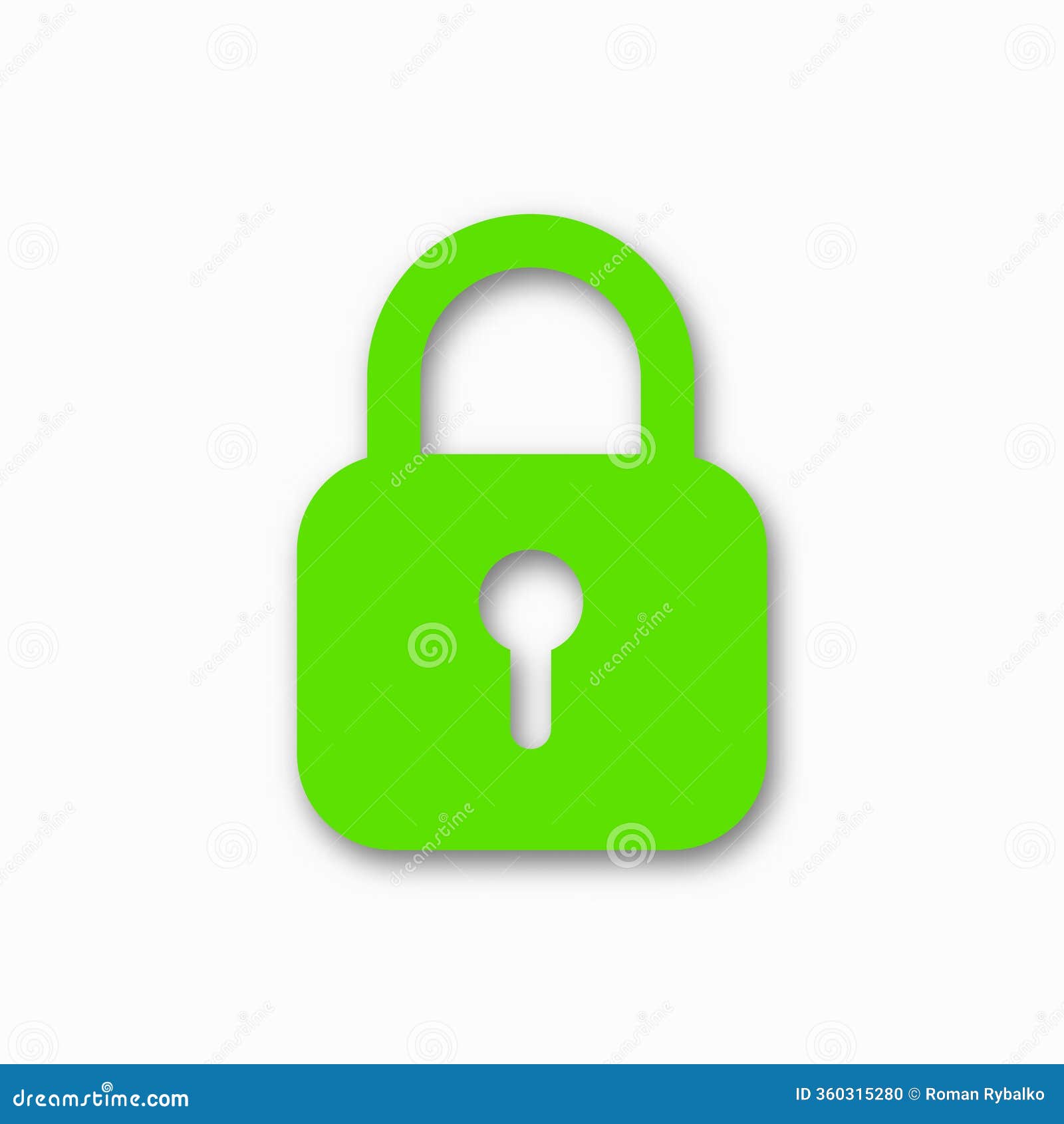 Green Padlock Icon Isolated on White Background. Symbol Sign Lock Stock ...