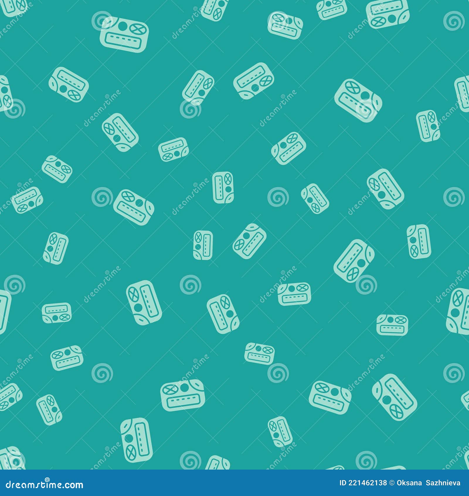 Green Pager Icon Isolated Seamless Pattern on Green Background. Vintage ...