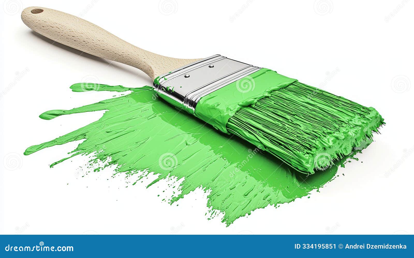 Green Paint Brush Isolated on Transparent Background. Stock Image ...