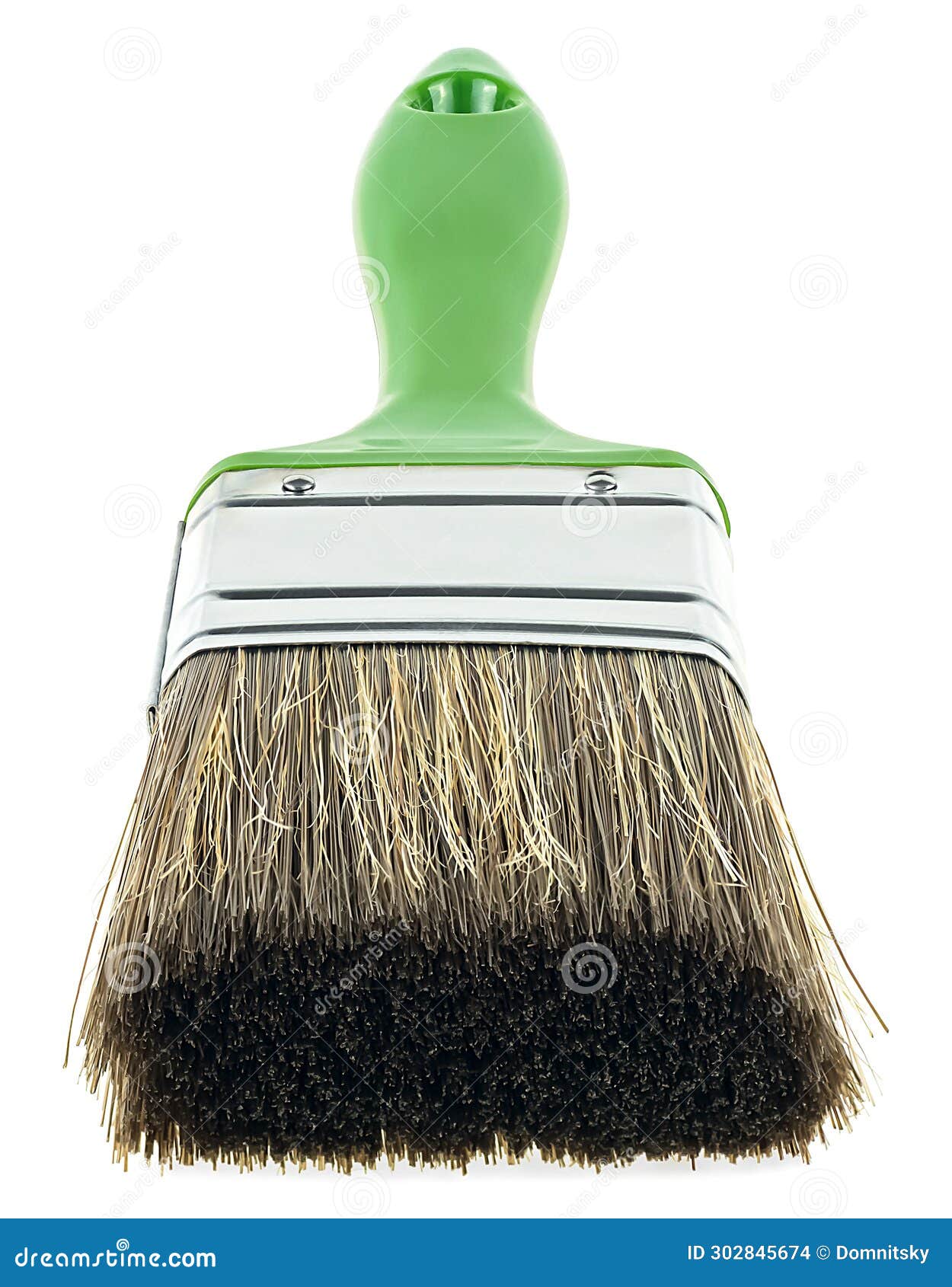 Green Paint Brush Isolated on White Background. Big Brush for Paint ...
