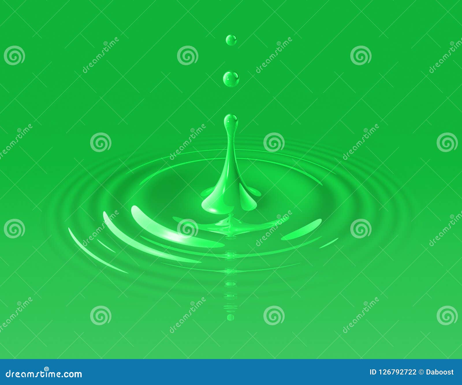 Green Paint Drop and Ripple Stock Illustration - Illustration of ...