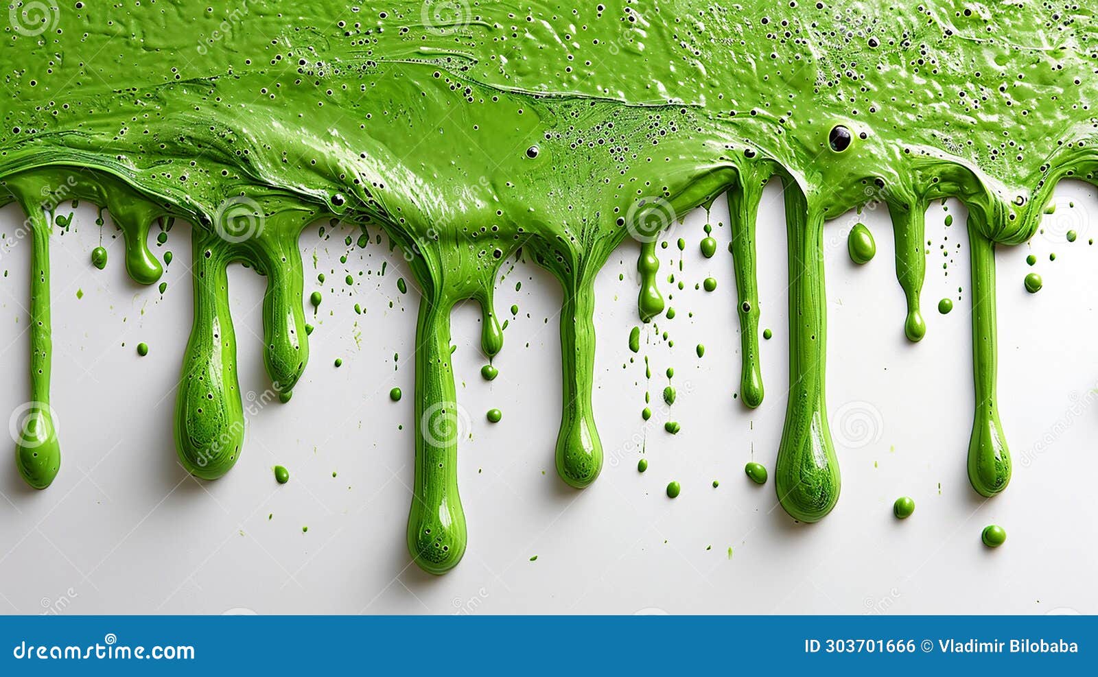 Green Paint Forms Drips on a White Background Stock Illustration ...