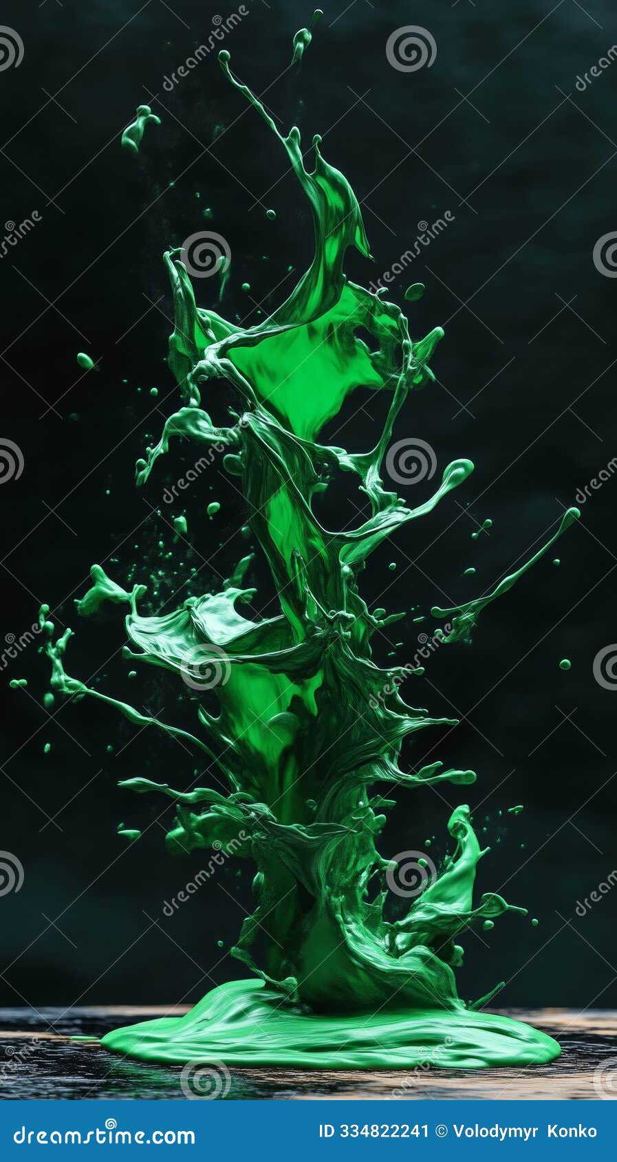 Green Paint Splash On Dark Background, Dynamic Art Concept Royalty-Free ...