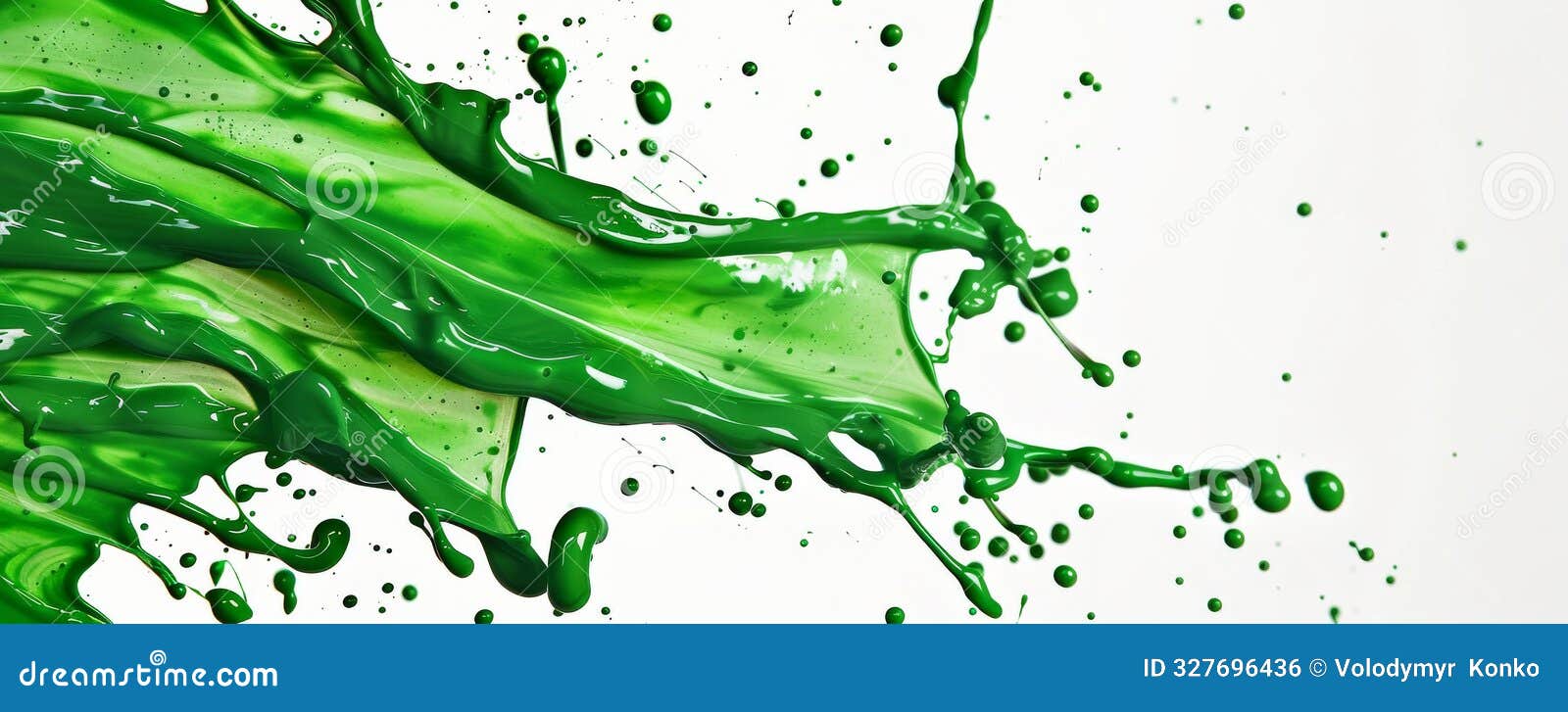 Green Paint Splashes with White Background, Abstract Art Concept Stock ...