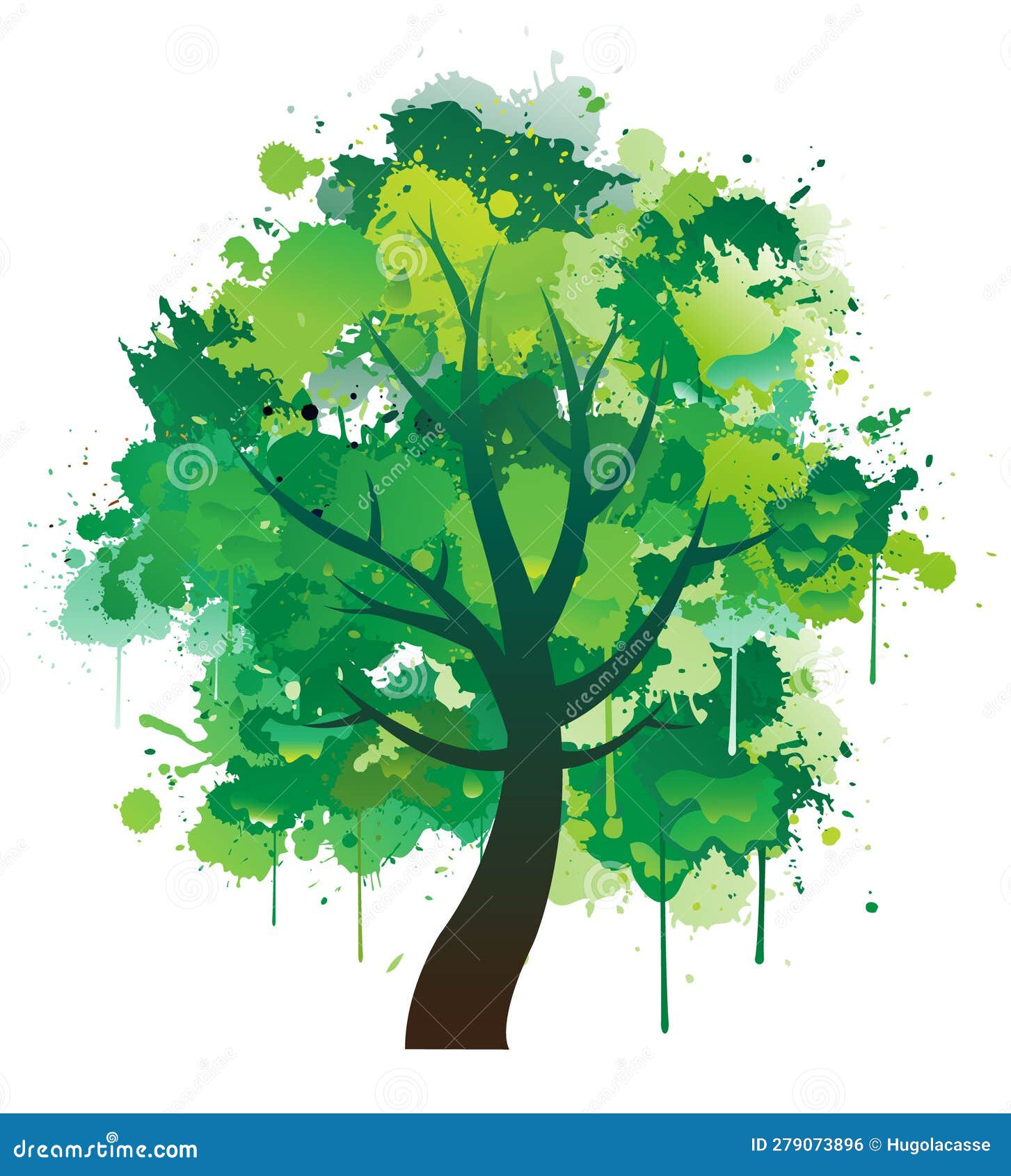 Green Paint Splat Inked Color Tree Stock Vector - Illustration of color ...