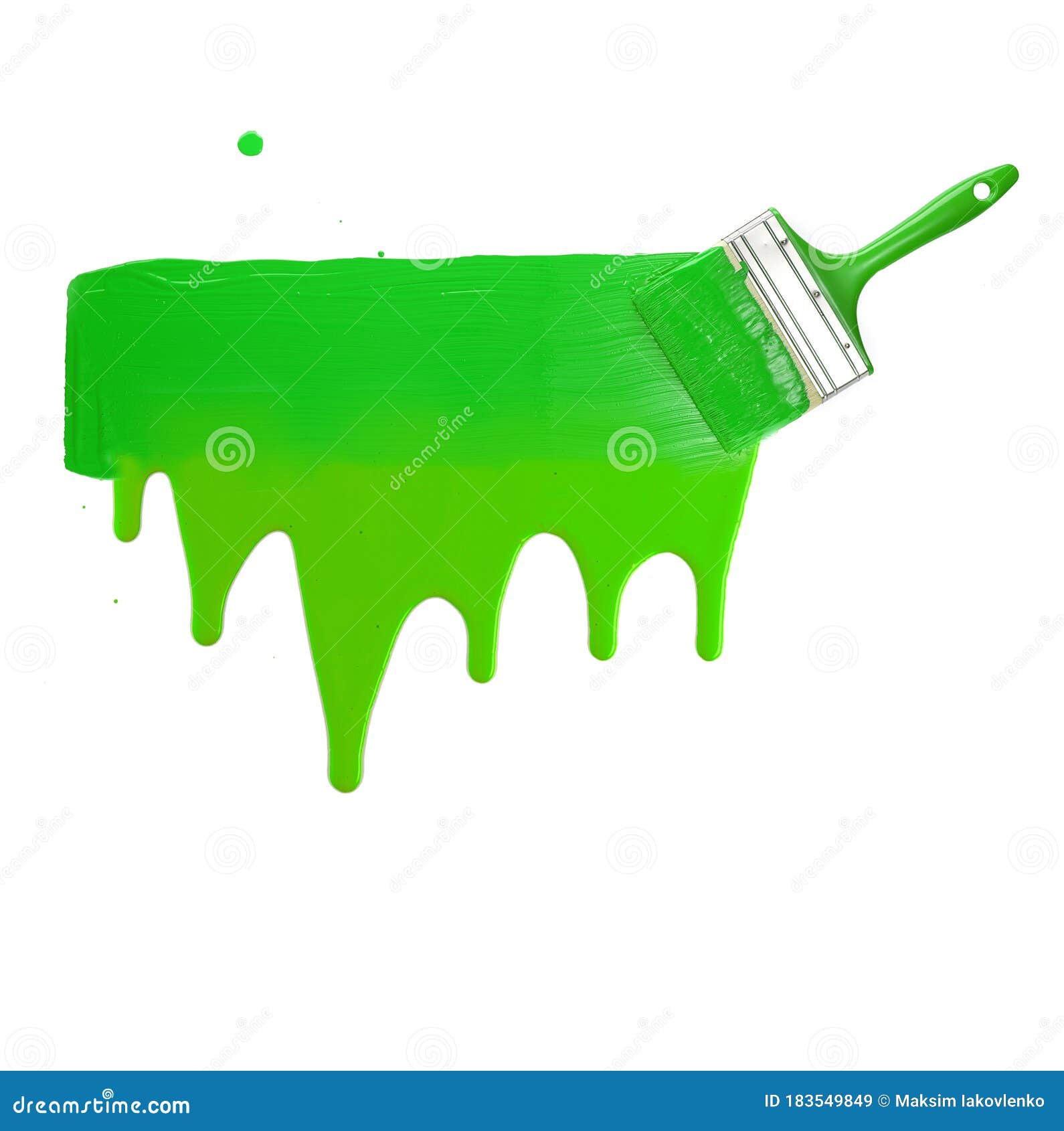 Green Paint Stripe with Smudges Painted Brush, Paint Drop, White ...