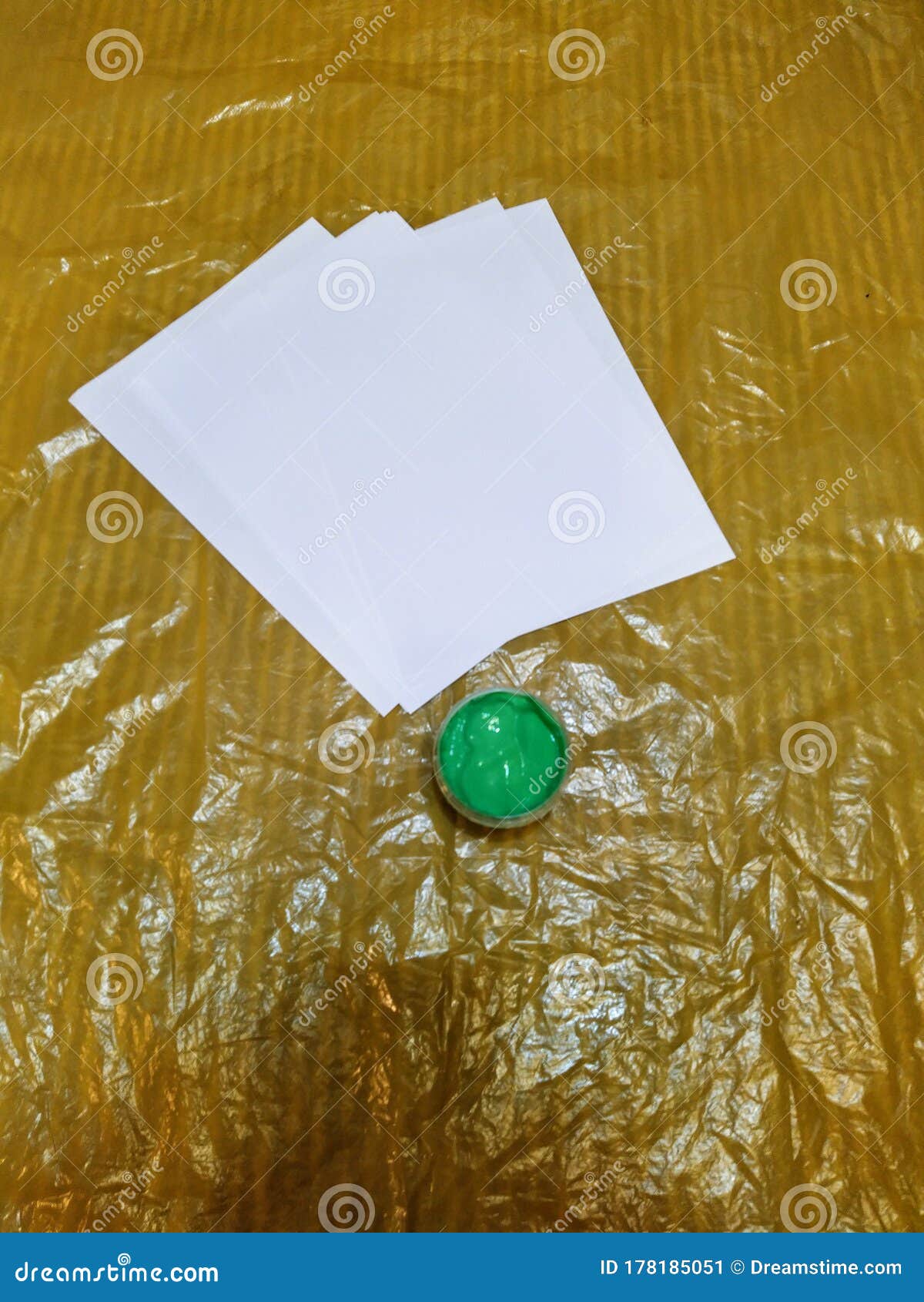 Green Paint and White Papers on Oilcloth Stock Image - Image of home ...