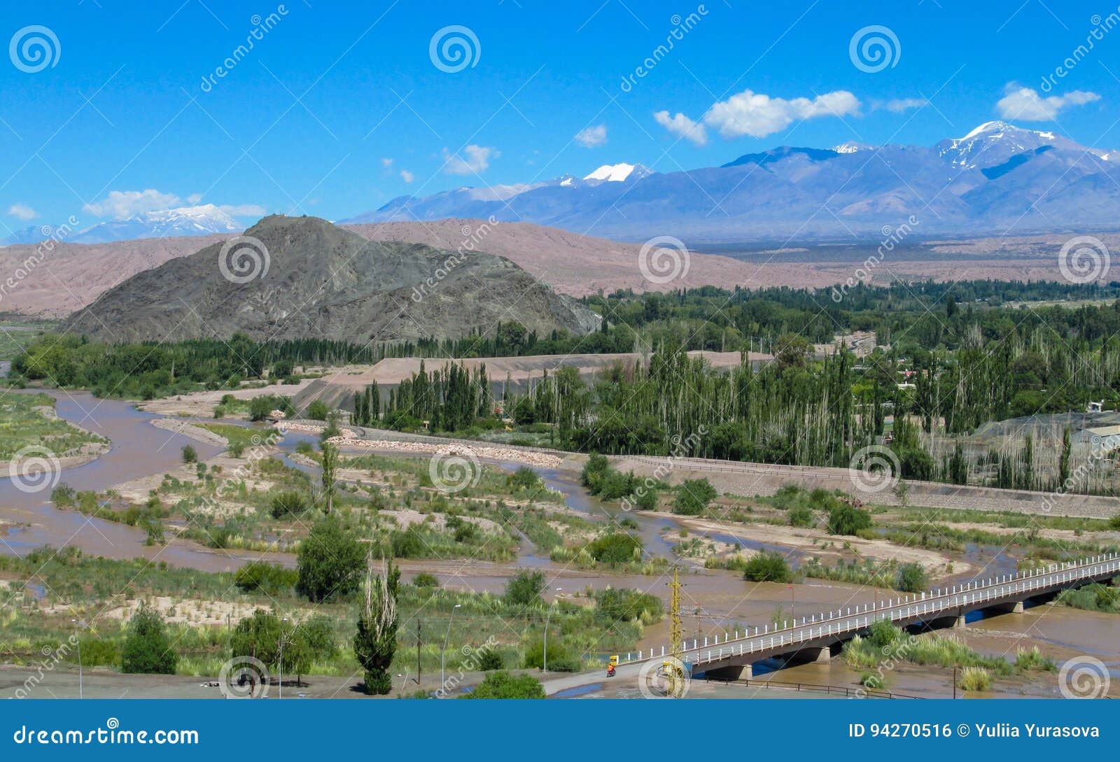 Green Palin, River and High Mountains Above Stock Photo - Image of ...