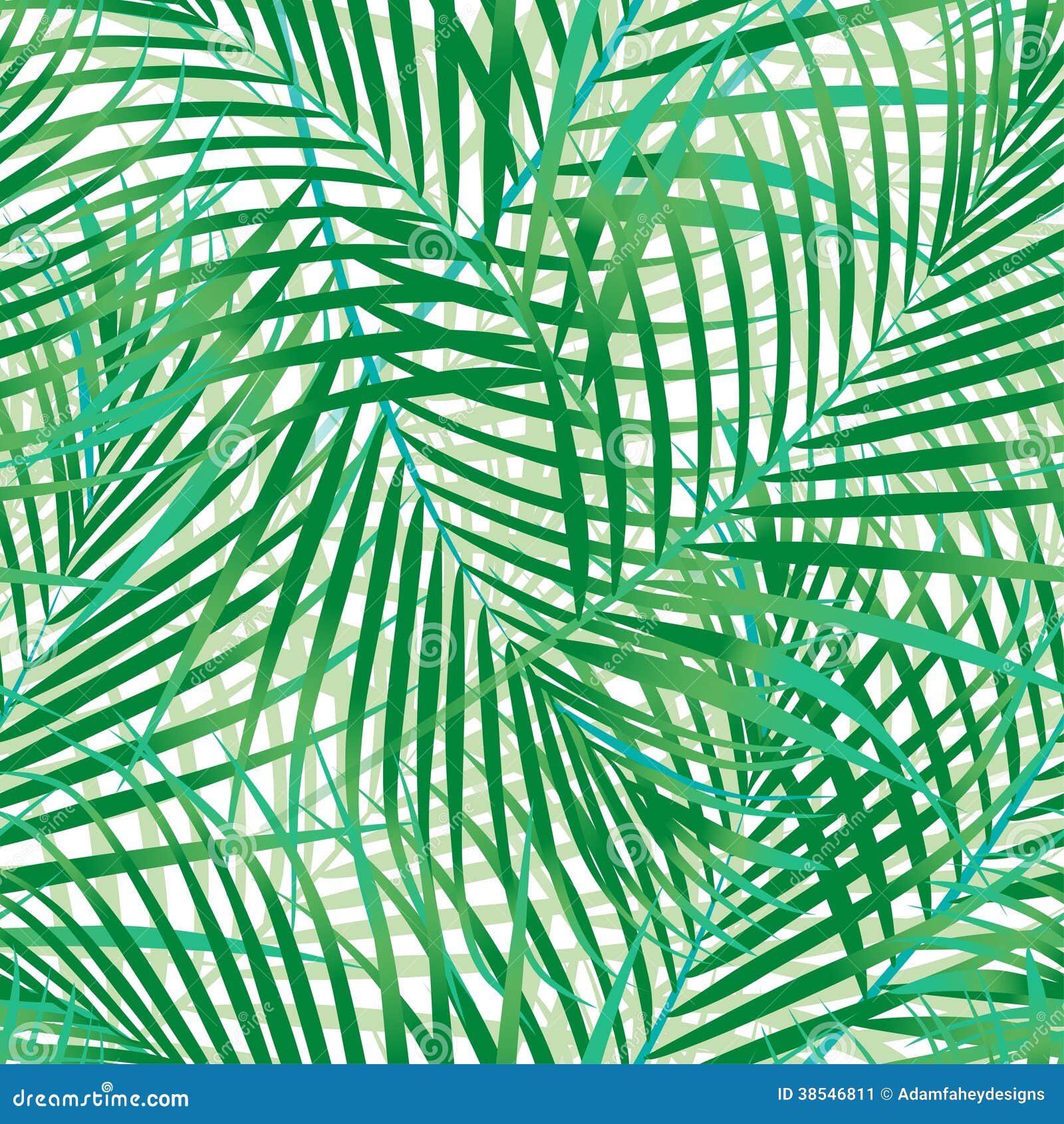 Green Palm Leaves Seamless Pattern. Stock Vector - Illustration of ...