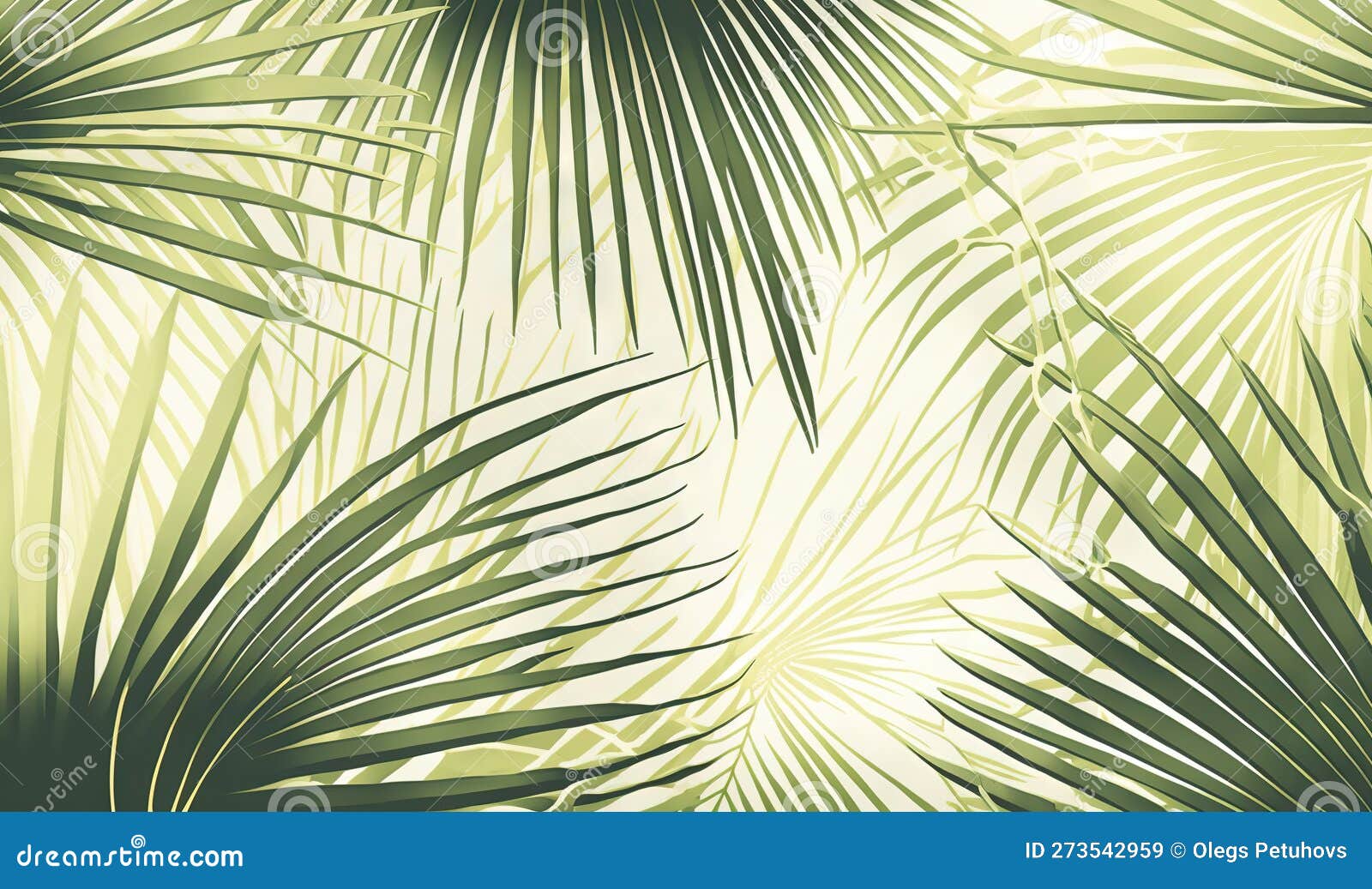 A Green Palm Tree Leaves Pattern on a White Wallpaper Stock Illustration - Illustration of ...