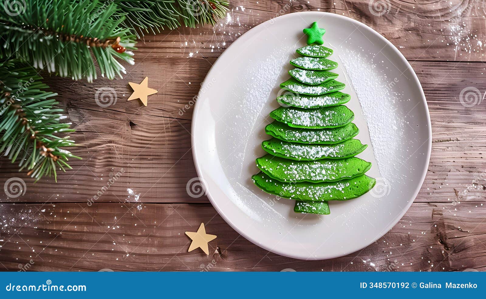 Green Pancake Stack Styled As a Christmas Tree, Topped with a Star and ...