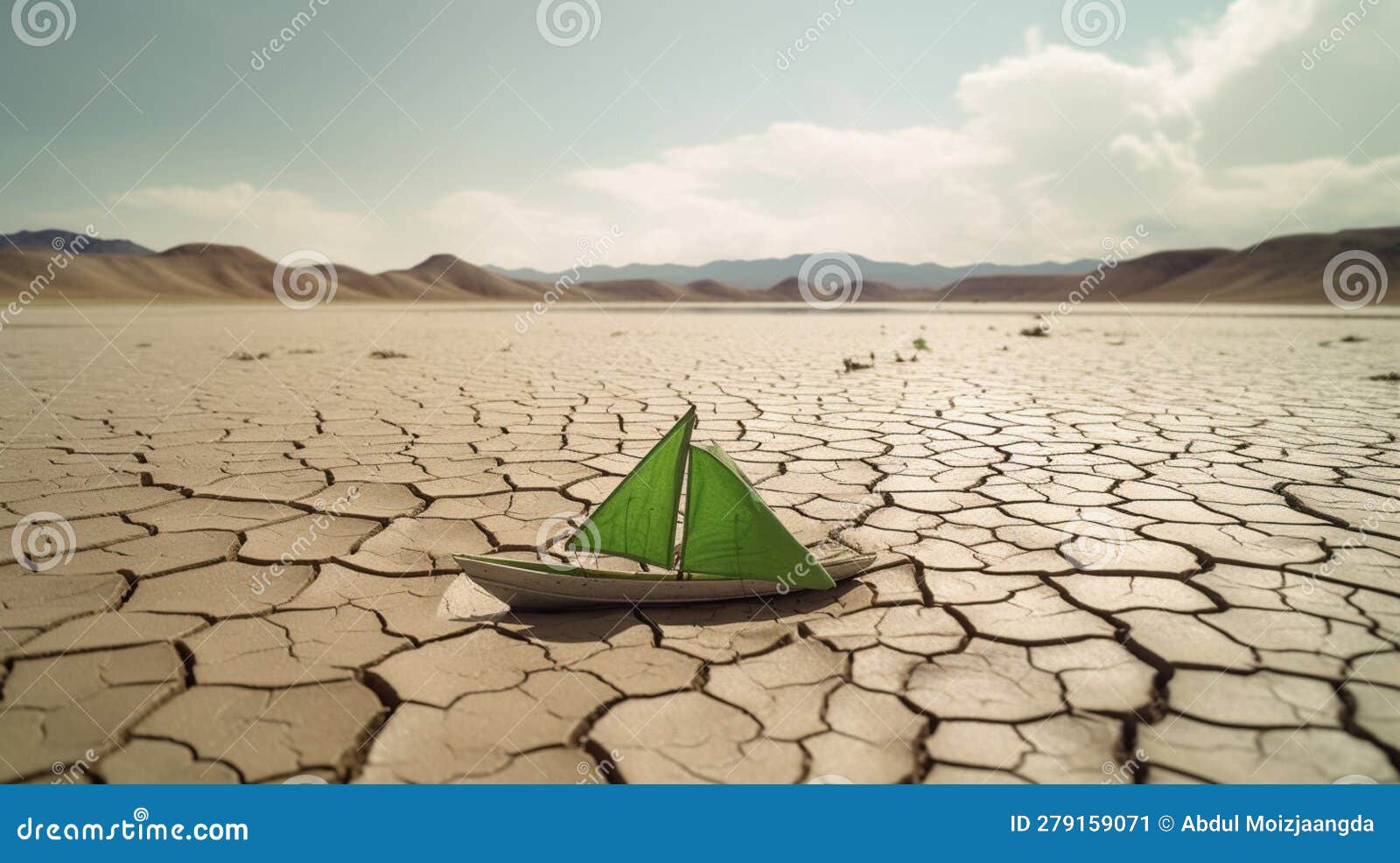 Green Paper Boat Lands on Parched Earth, Showing the Devastating ...