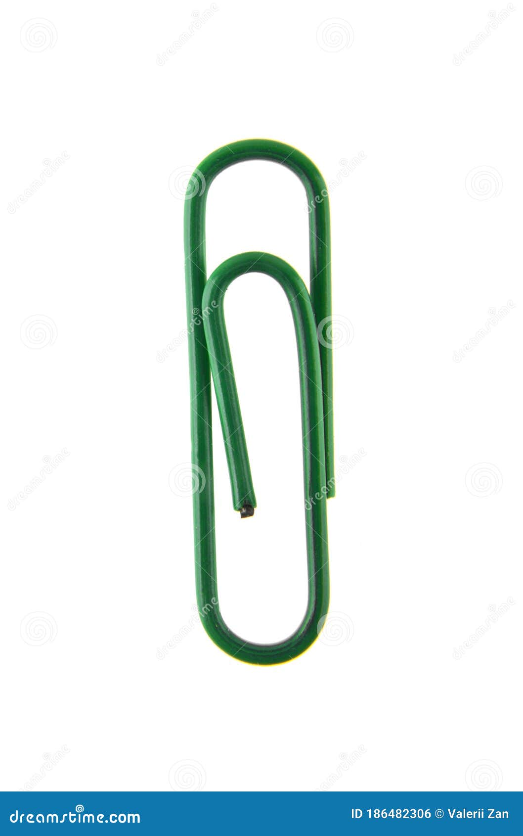 Green Paper Clip Isolated on White Background Stock Photo - Image of ...