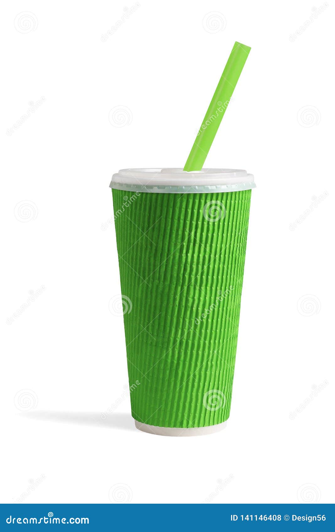 Green Paper Cup with Straw stock photo. Image of green - 141146408