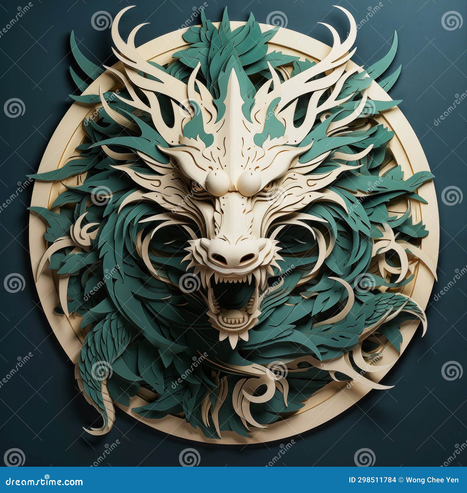 Green Paper Cut Dragon Design Plain Background Stock Photo - Image of ...