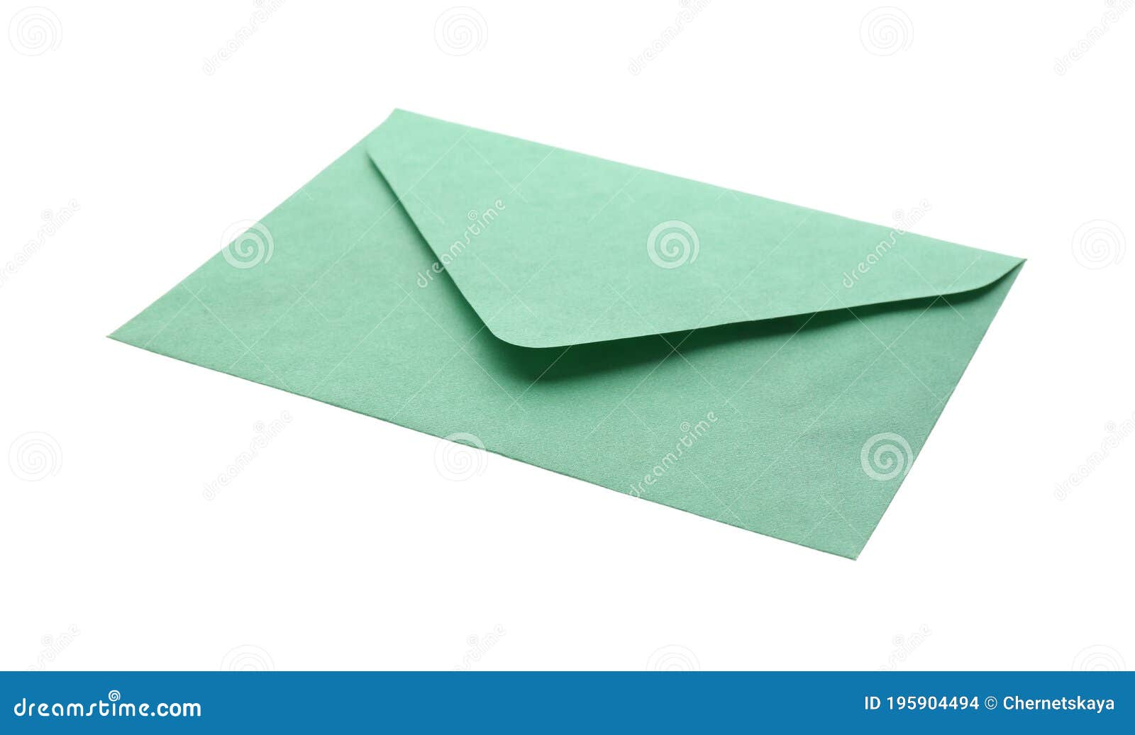 Green Paper Envelope Isolated on White. Mail Service Stock Photo ...