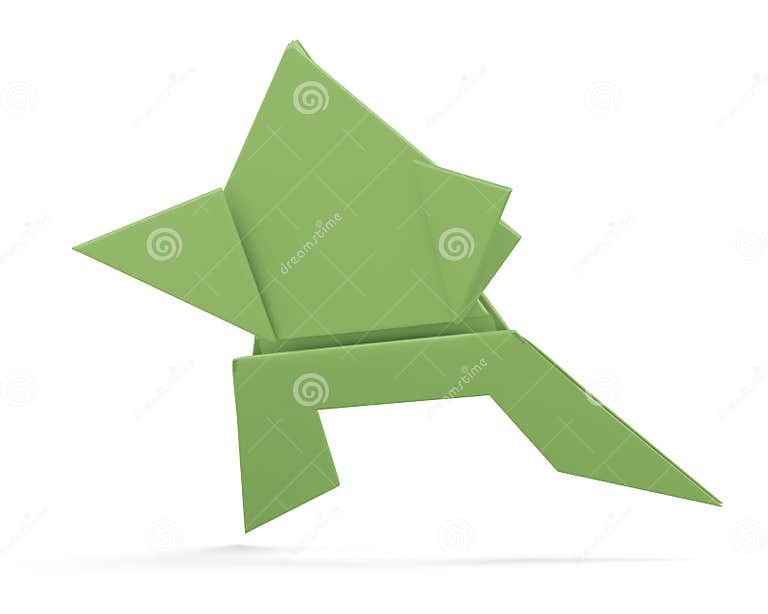 Green Paper Frog Isolated on White Background. 3d Rendering Stock ...