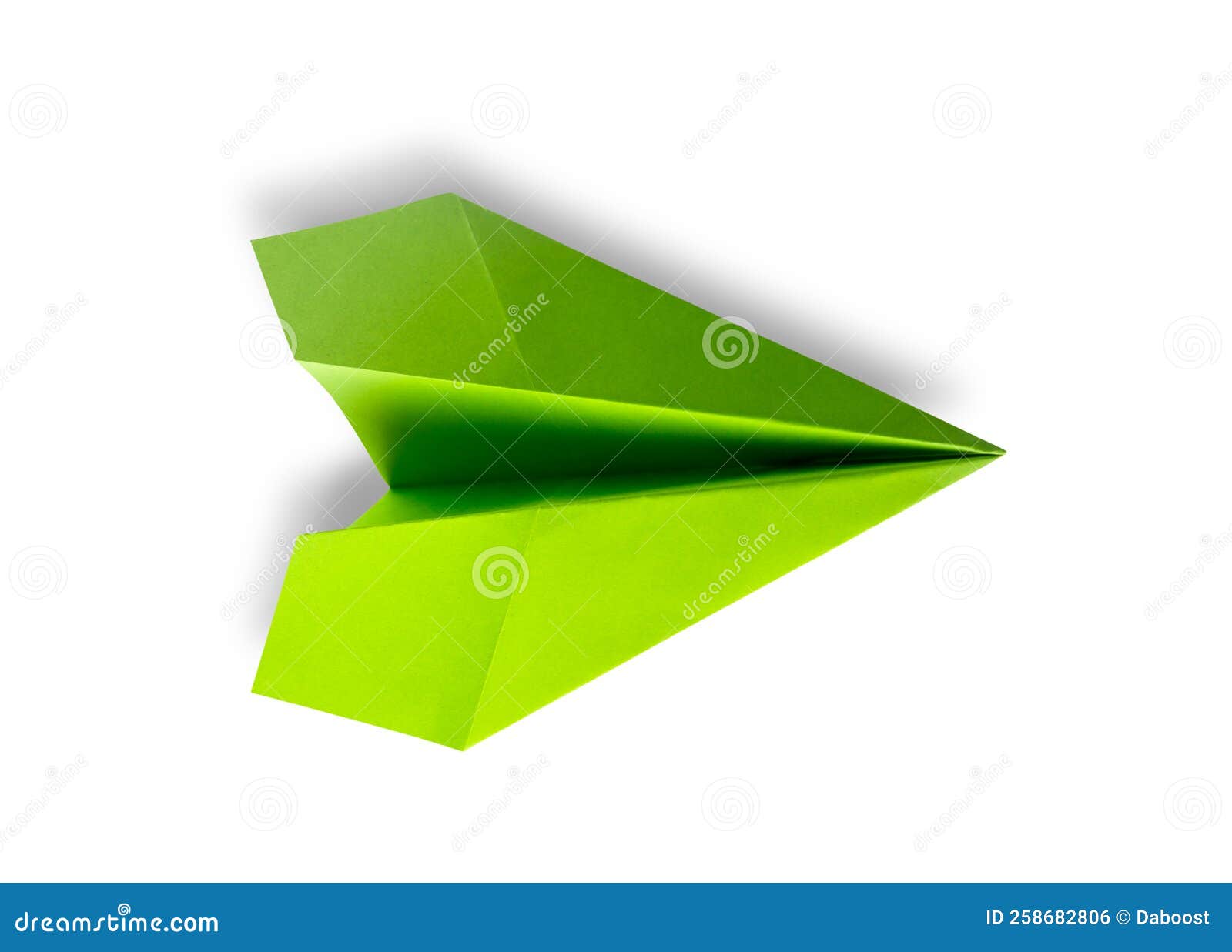 Green Paper Plane Origami Isolated on a White Background Stock Photo ...