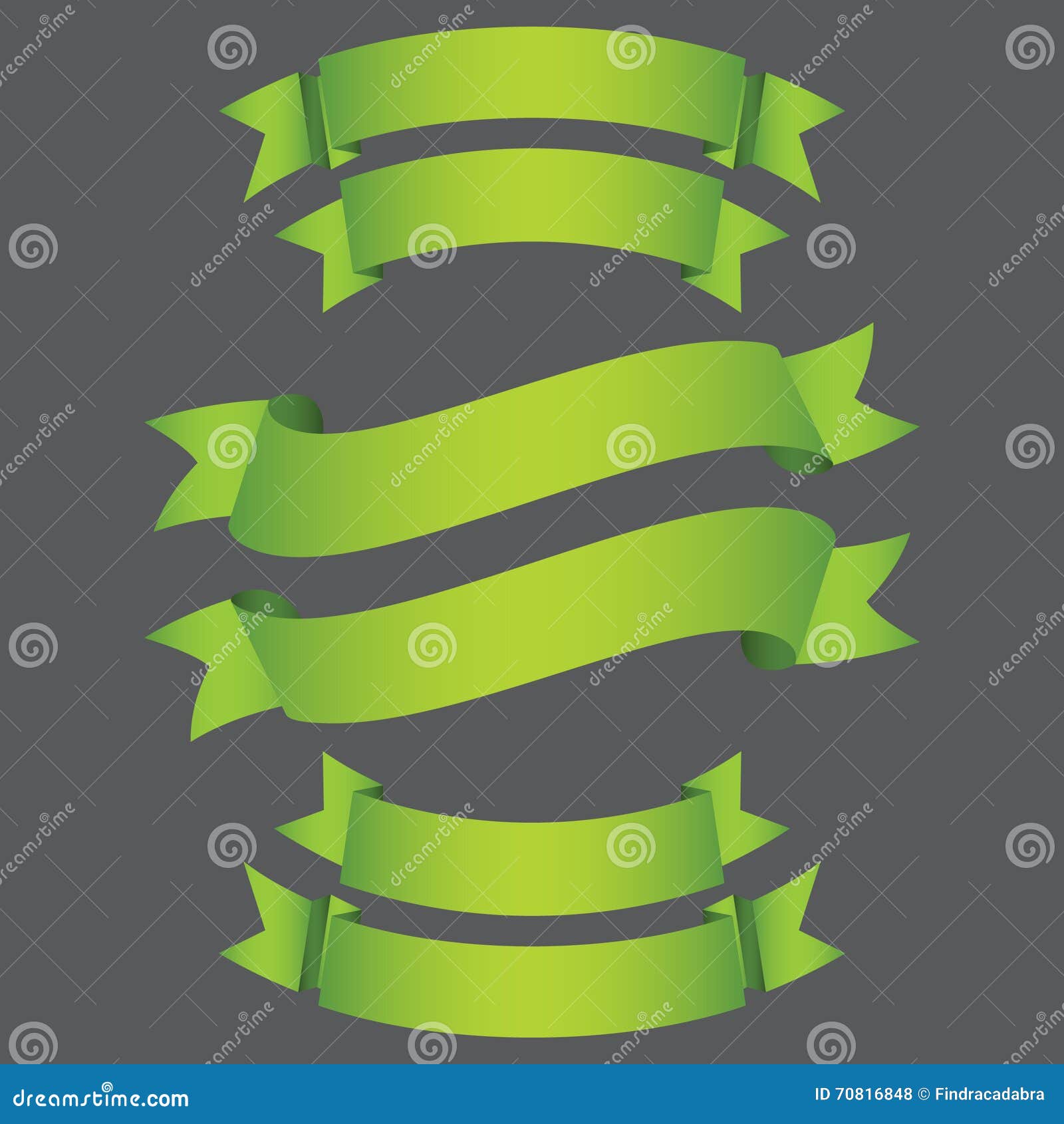 Green Paper Ribbon with on the Grey Background Stock Vector ...