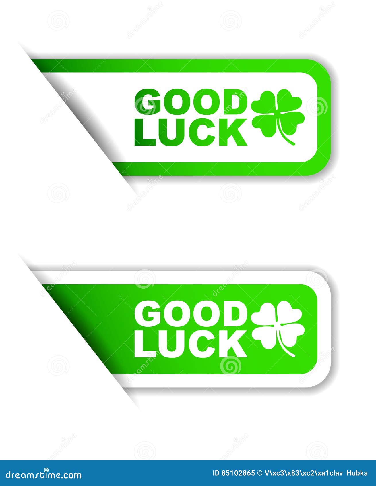 Green Paper Sticker Good Luck Two Variant Stock Illustration ...