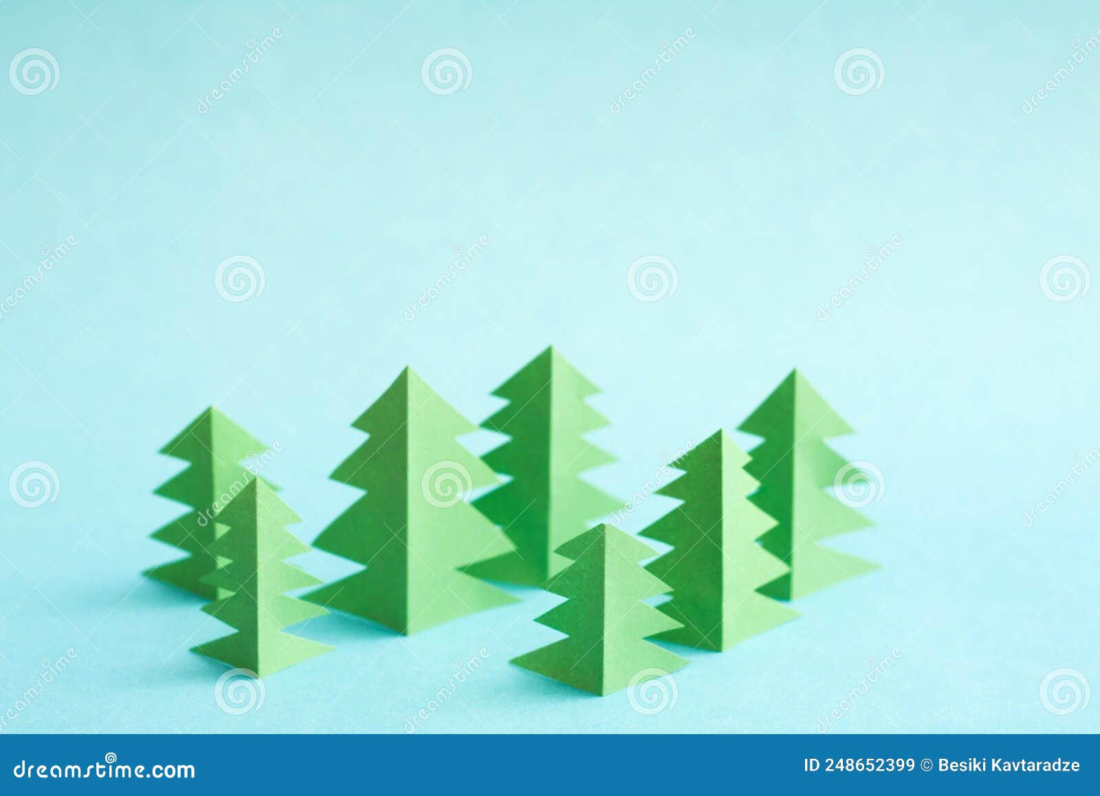 Paper Trees on Blue Background Stock Image - Image of background ...