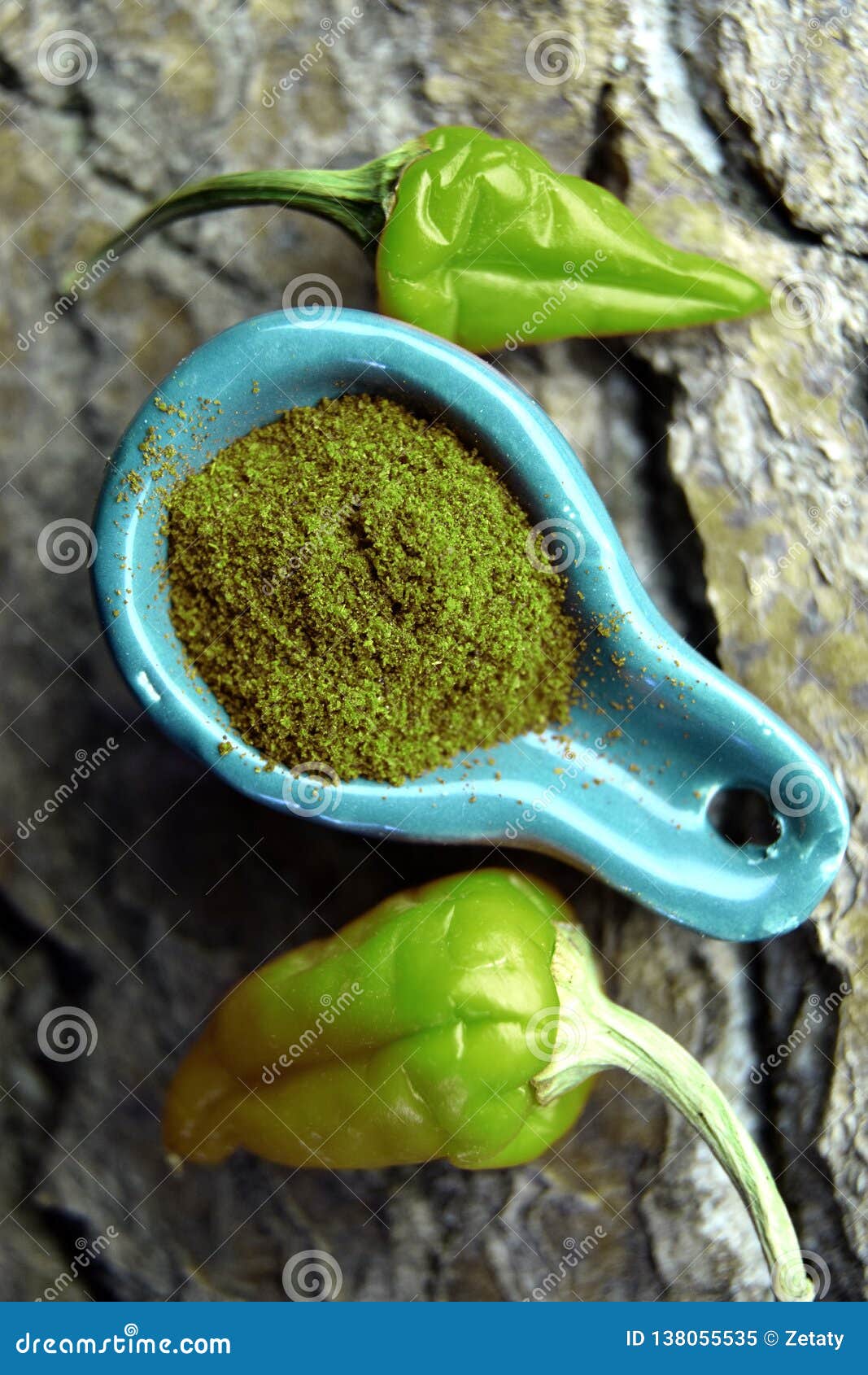 Green paprika powder stock image. Image of natural, paprika - 138055535
