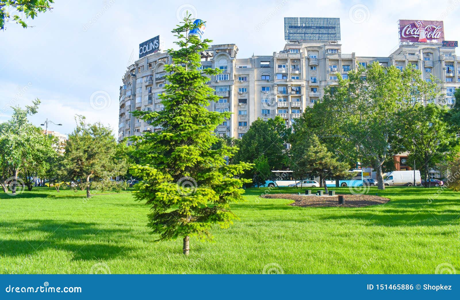 Green Park in Unirii Square in a Sunny Spring Day - Bucharest, Romania ...
