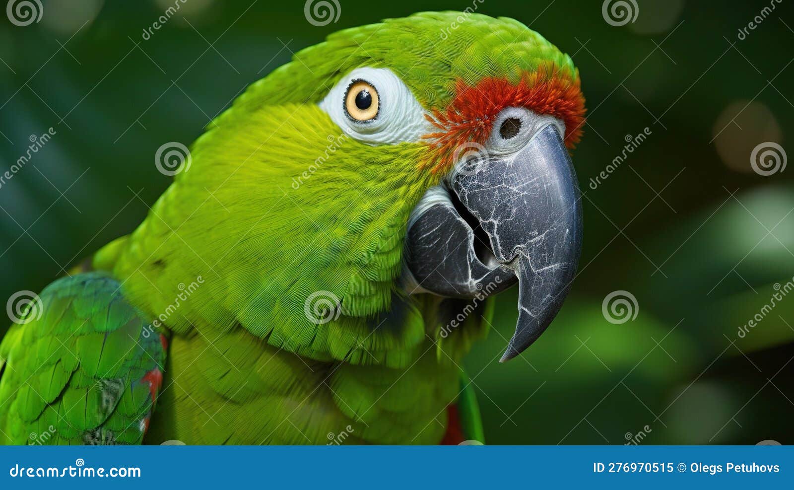 A Green Parrot with a Red Head and a Black Beak Stock Illustration ...