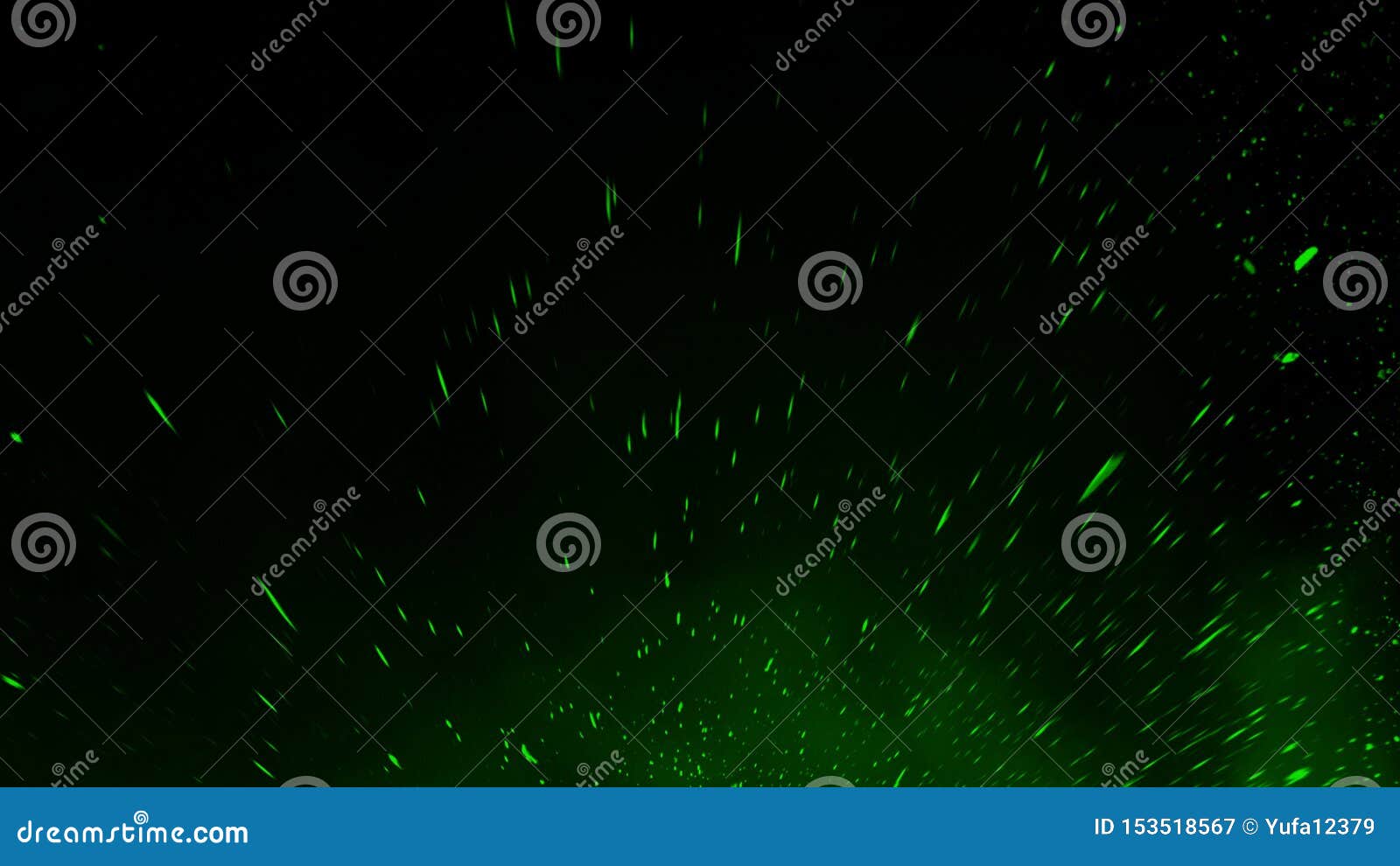 Green Particles Debris Isolated on Black Background for Text or Space ...