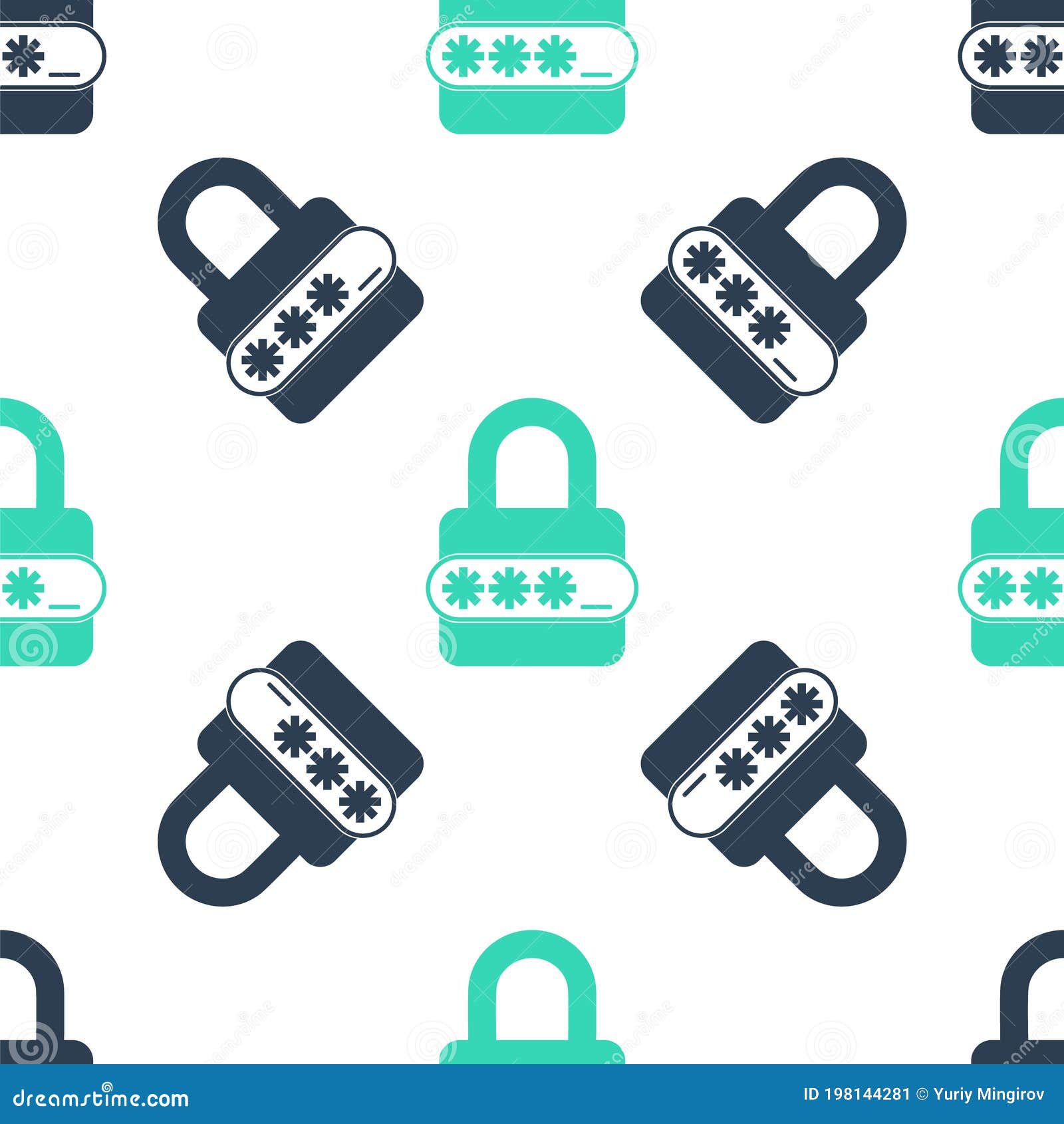 Green Password Protection and Safety Access Icon Isolated Seamless ...